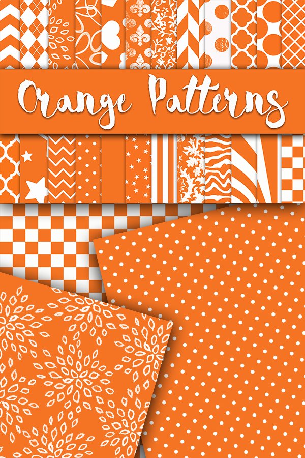 Orange Patterns Digital Paper (37258)