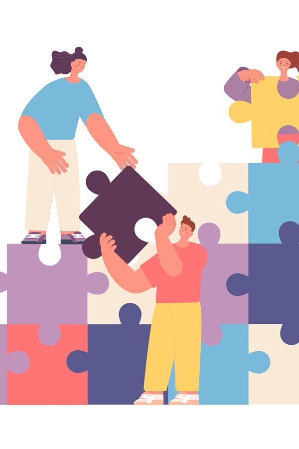 Business people collaboration. Puzzle communication, collabo