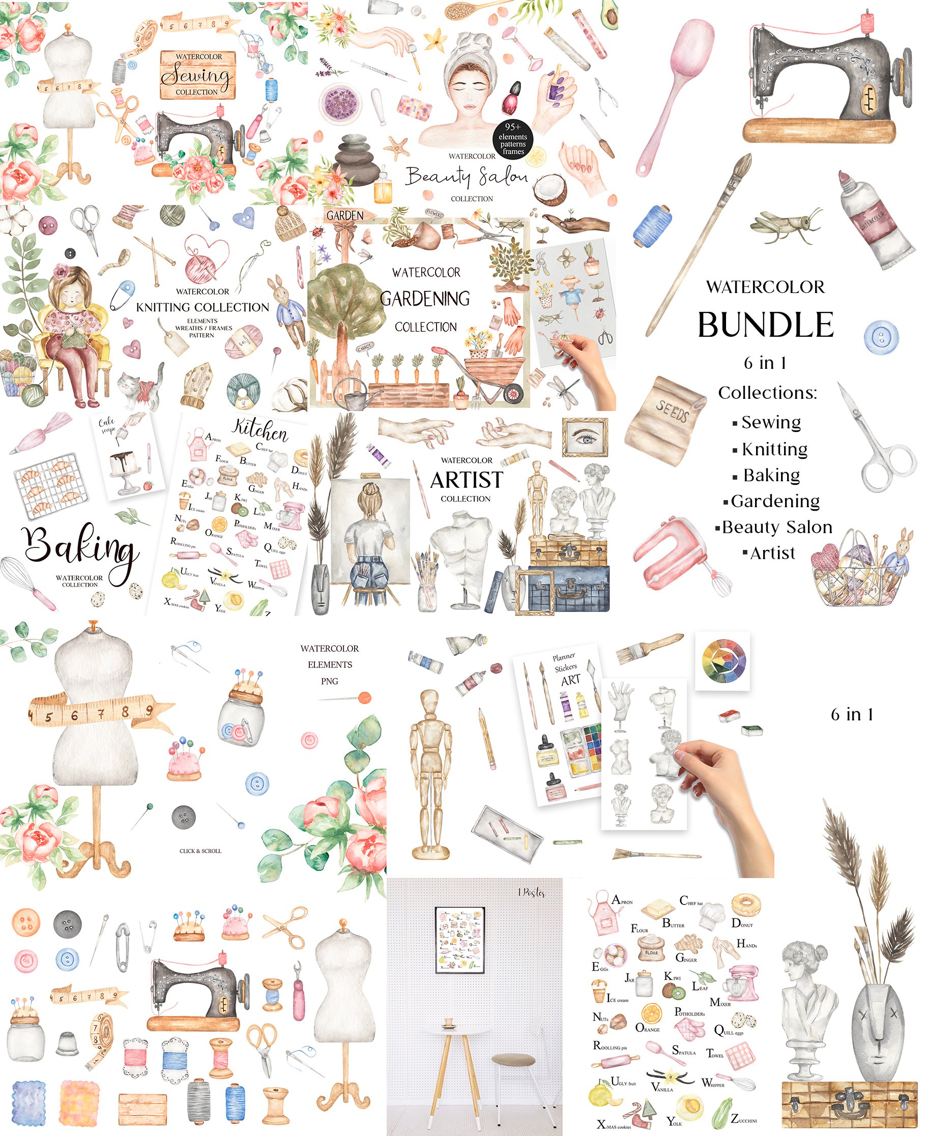 Watercolor Craft Bundle 6 in 1