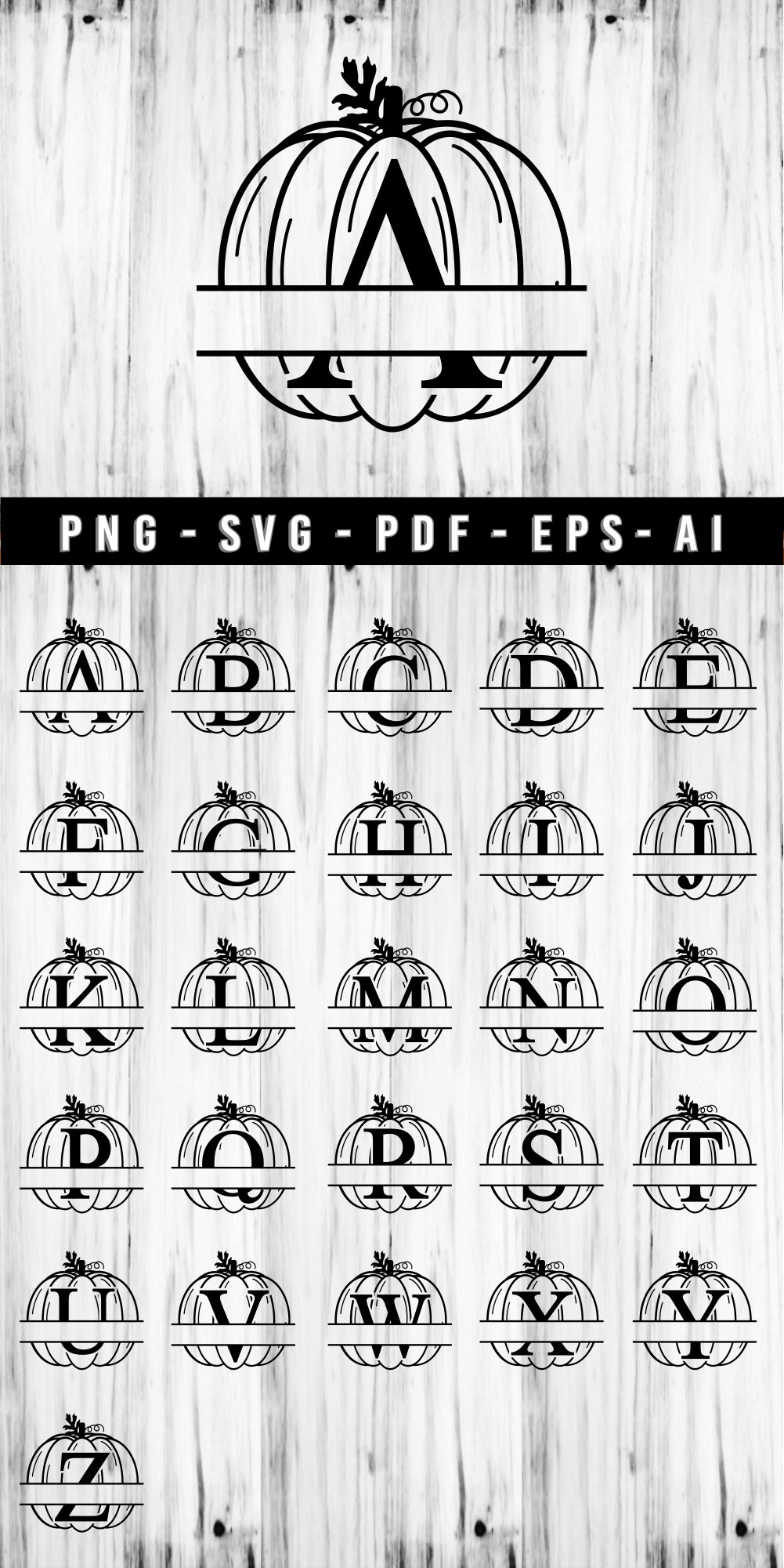 Pumpkin Split Monogram Letter SVG | Fall Font SVG | Fall SVG