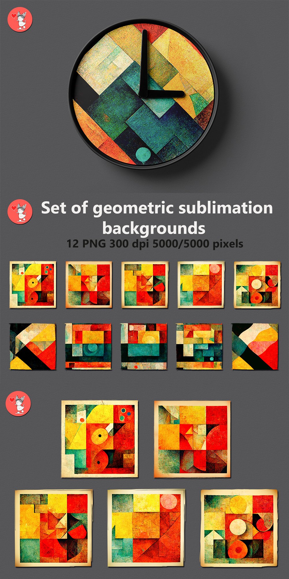 Set of geometric sublimation backgrounds