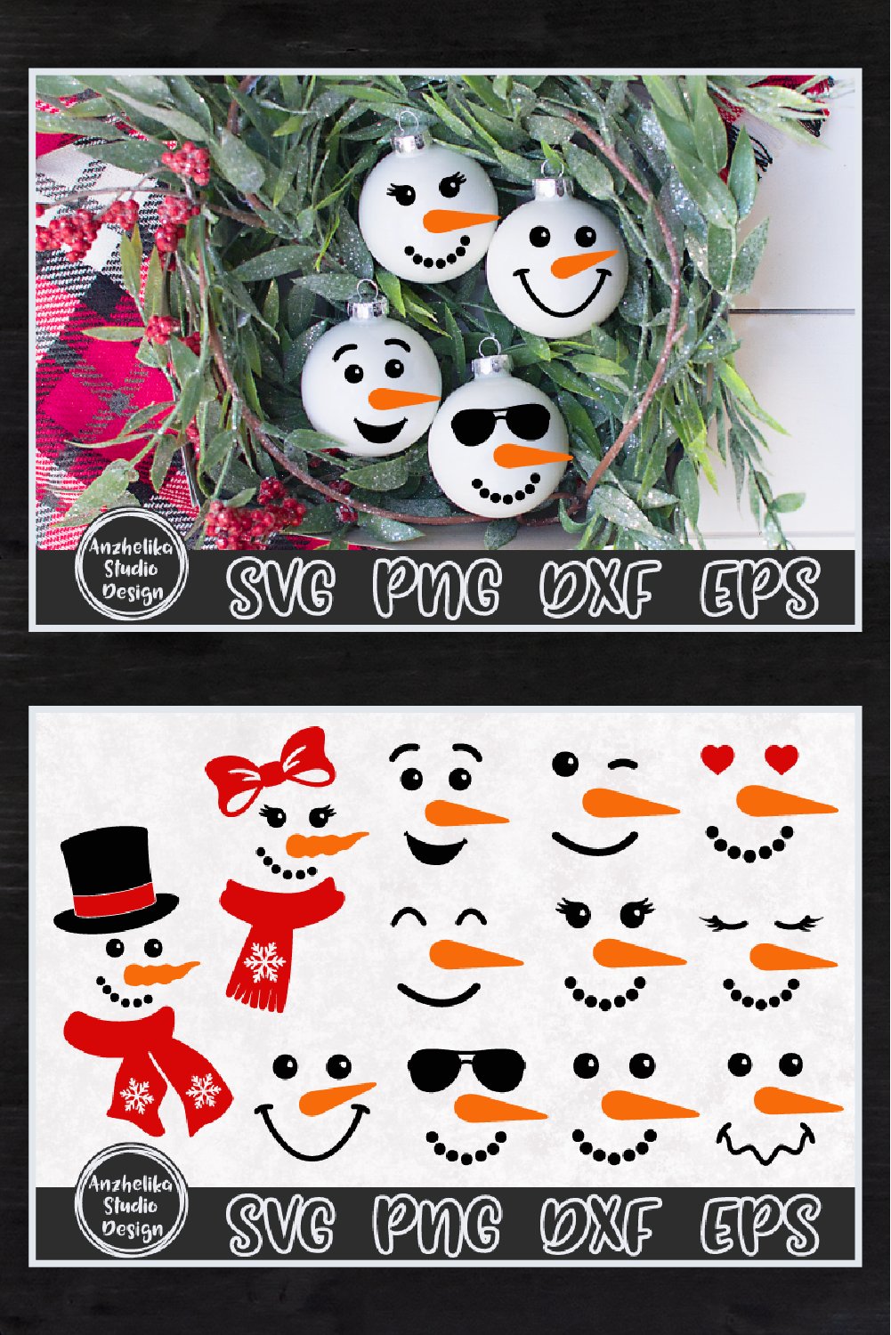 Christmas Snowman Face SVG Bundle | Winter Snowman Clipart