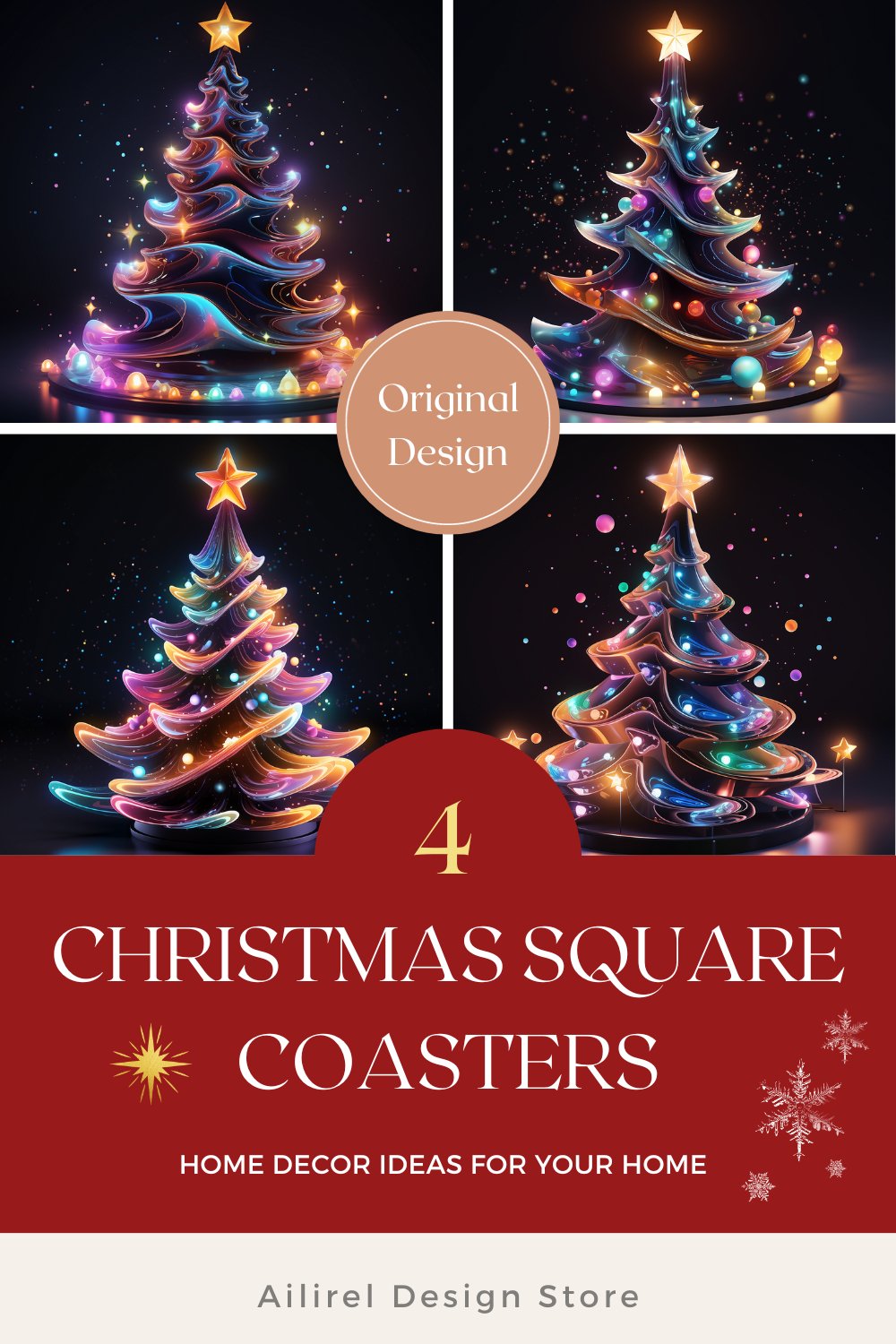 3D Christmas Coaster, Holographic Christmas Tree Coaster
