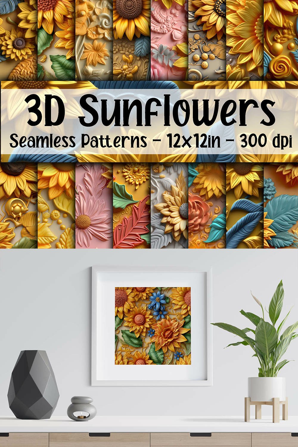 Seamless 3d Flowers Digital Paper