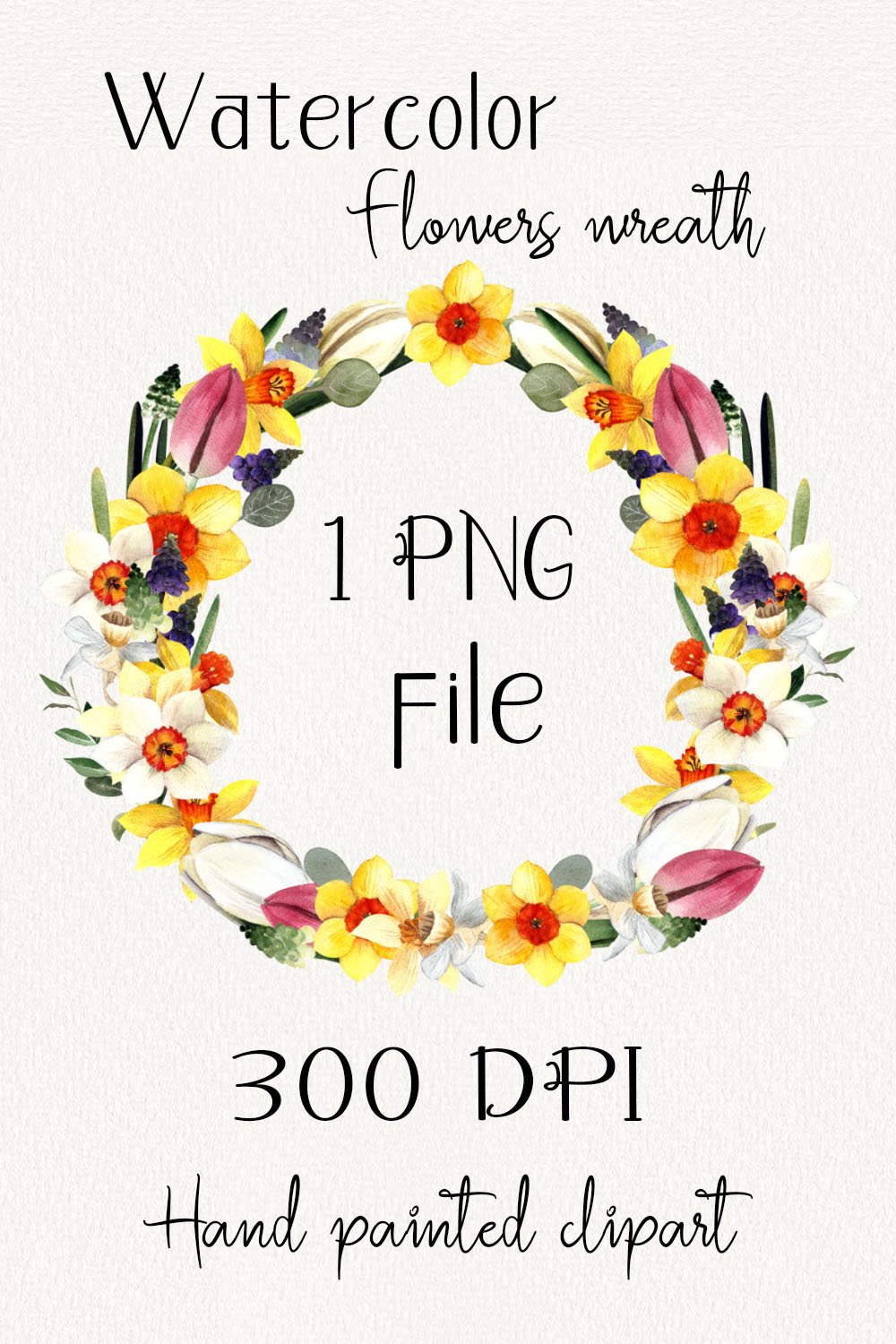 Watercolor spring flower wreath clipart. Floral (1802850)