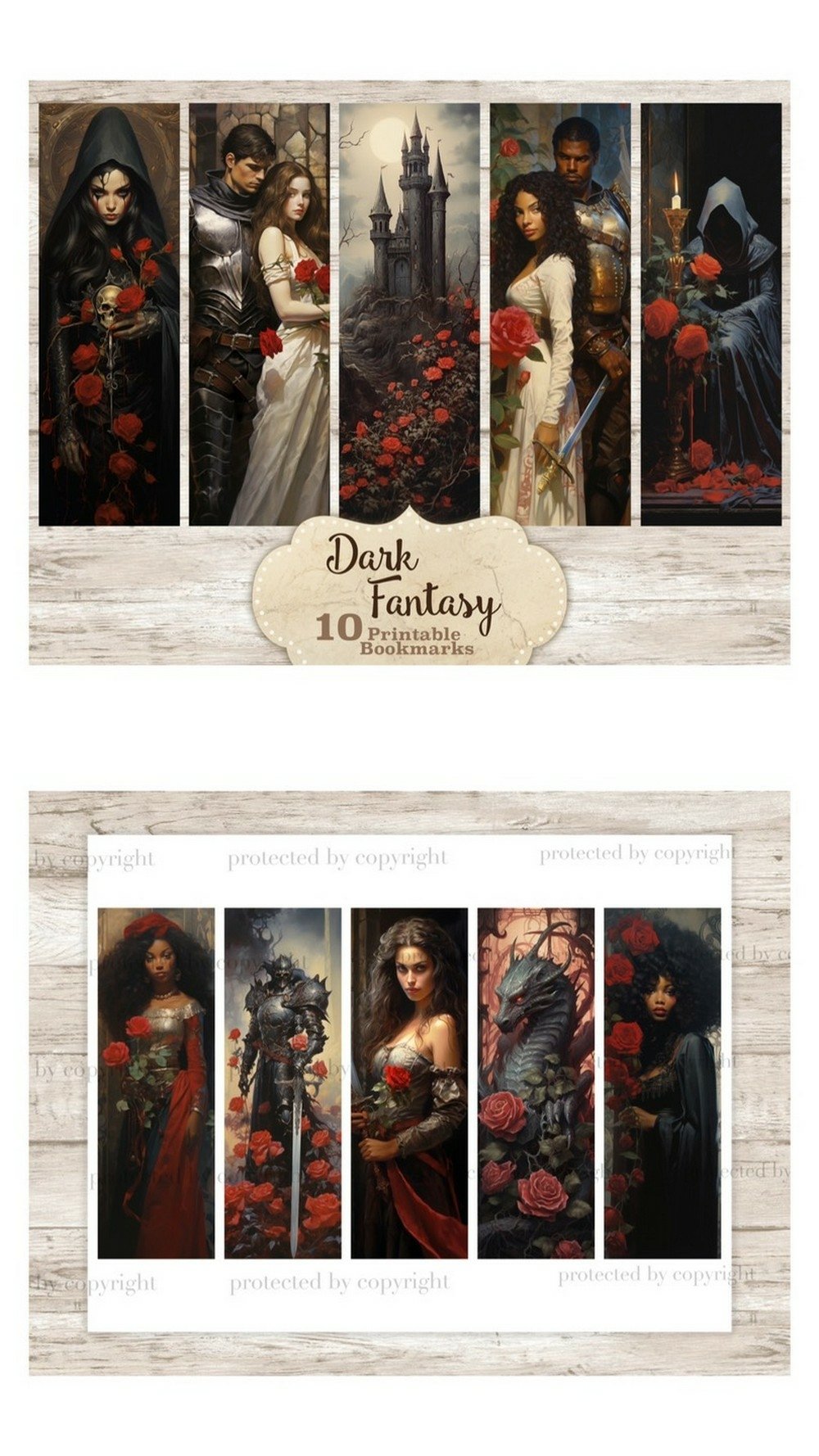 Dark Fantasy Bookmarks Printable | Medieval Printable