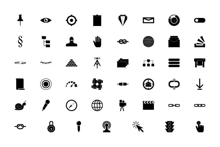 Web objects black color set solid style