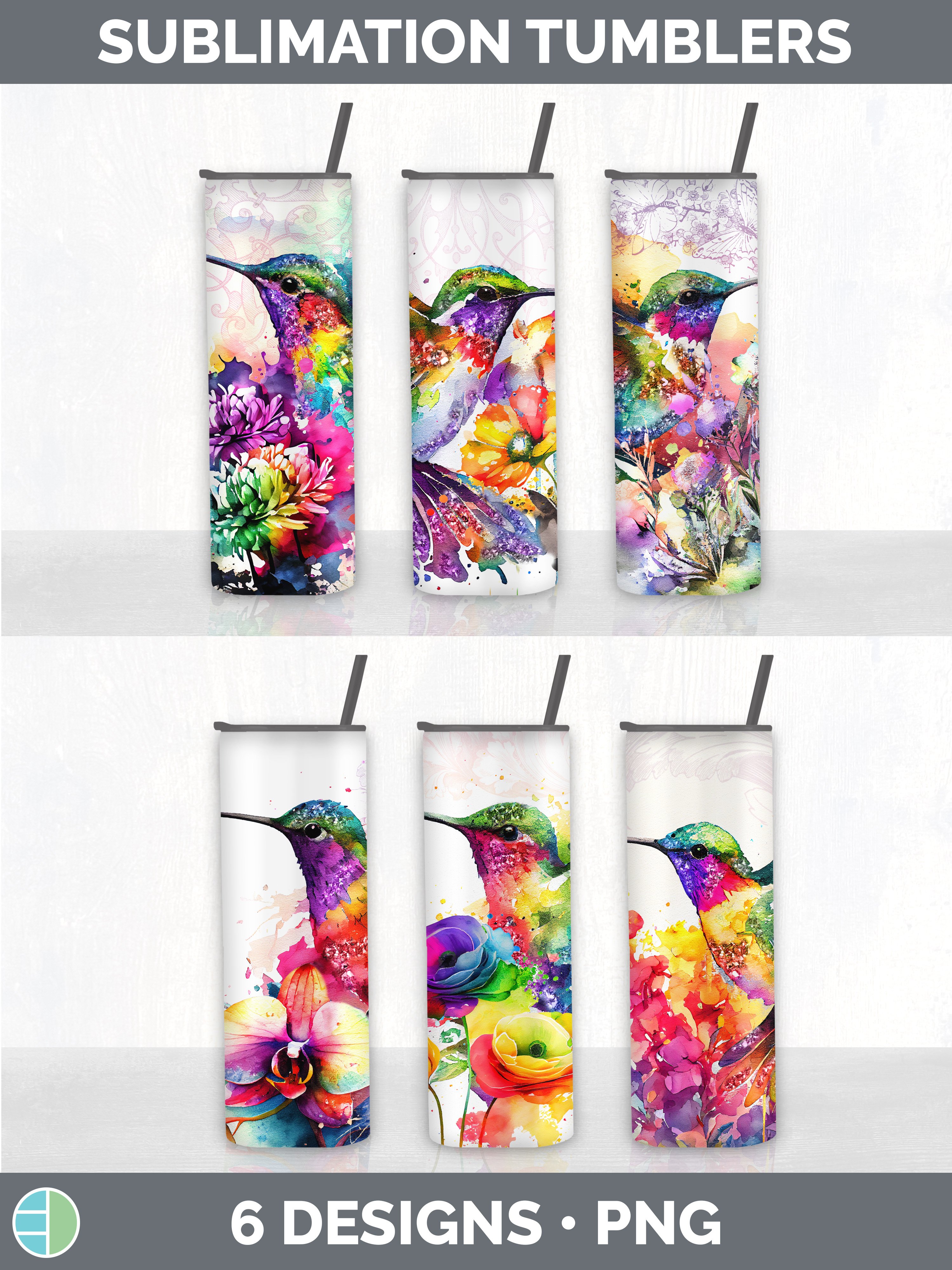 Rainbow Hummingbird Tumbler Sublimation Bundle