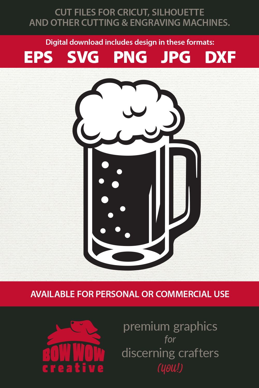 Beer Mug with Handle and Foam SVG Cutting File & Clipart