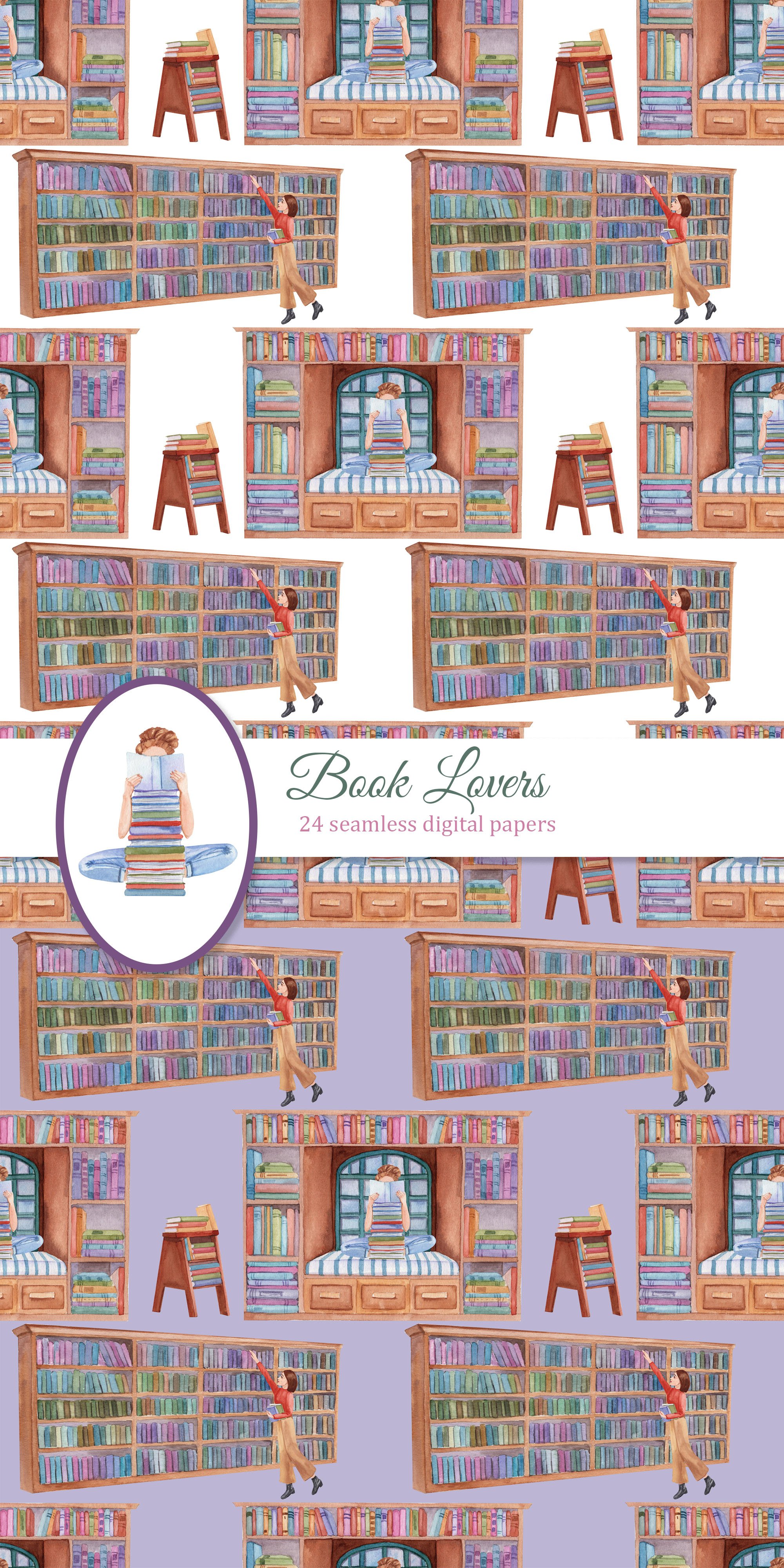 Book lovers Digital Papers Pack