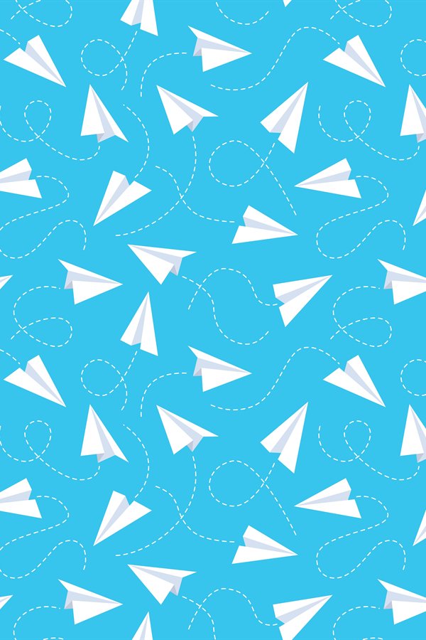 Paper plane seamless pattern. White flying (1006804)