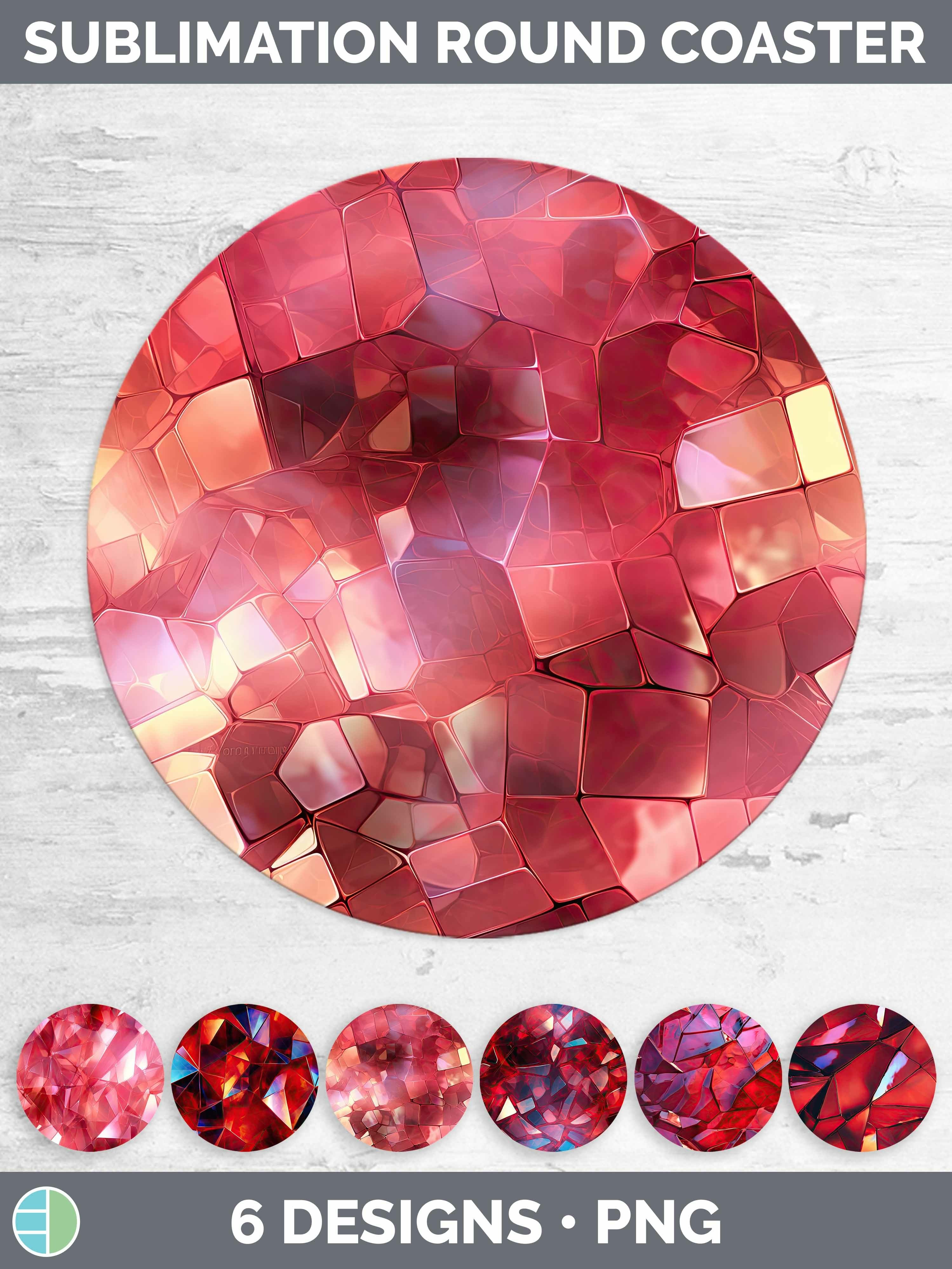 Holographic Red Round Coaster | Bundle Coaster Designs