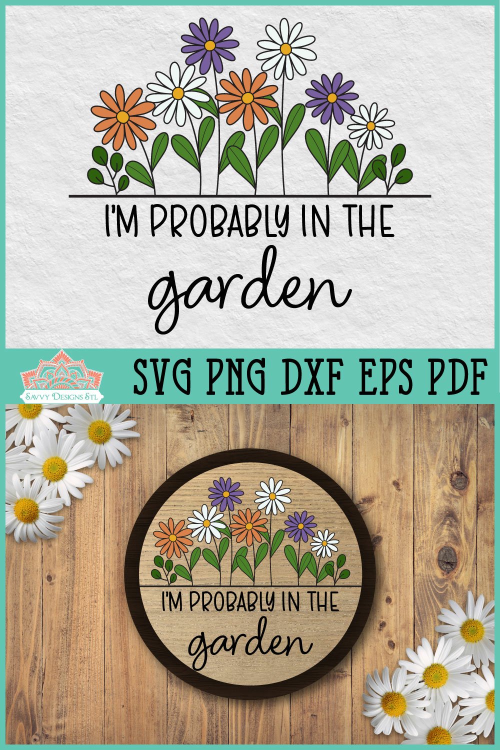 Flower Garden Sign | Farmhouse Round Door Hanger SVG
