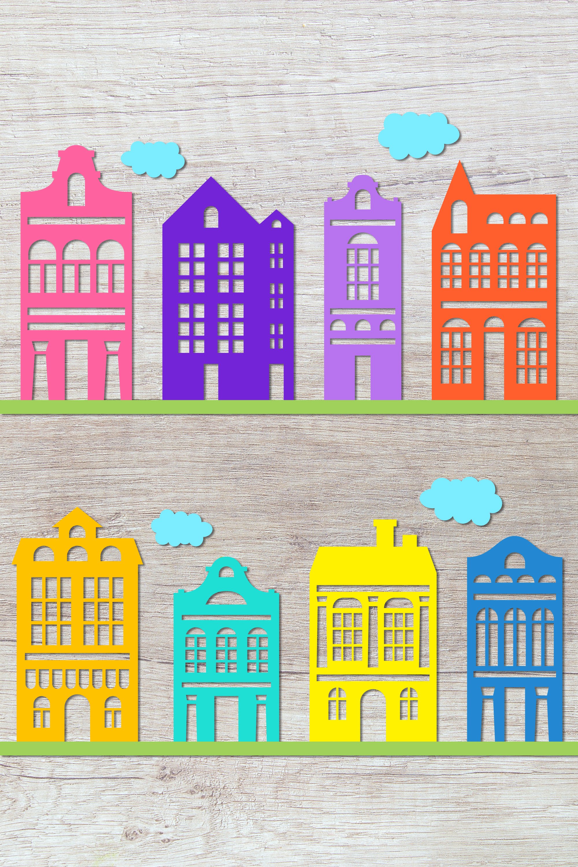 Houses SVG. House SVG. Bundle of colorful houses Paper Cut