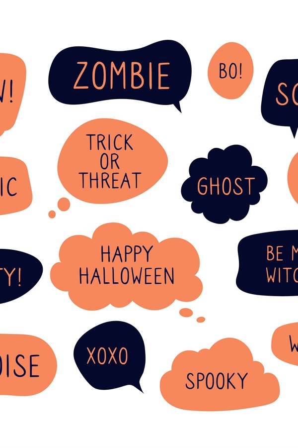 Halloween speech bubbles. Trick or threat, happy halloween,