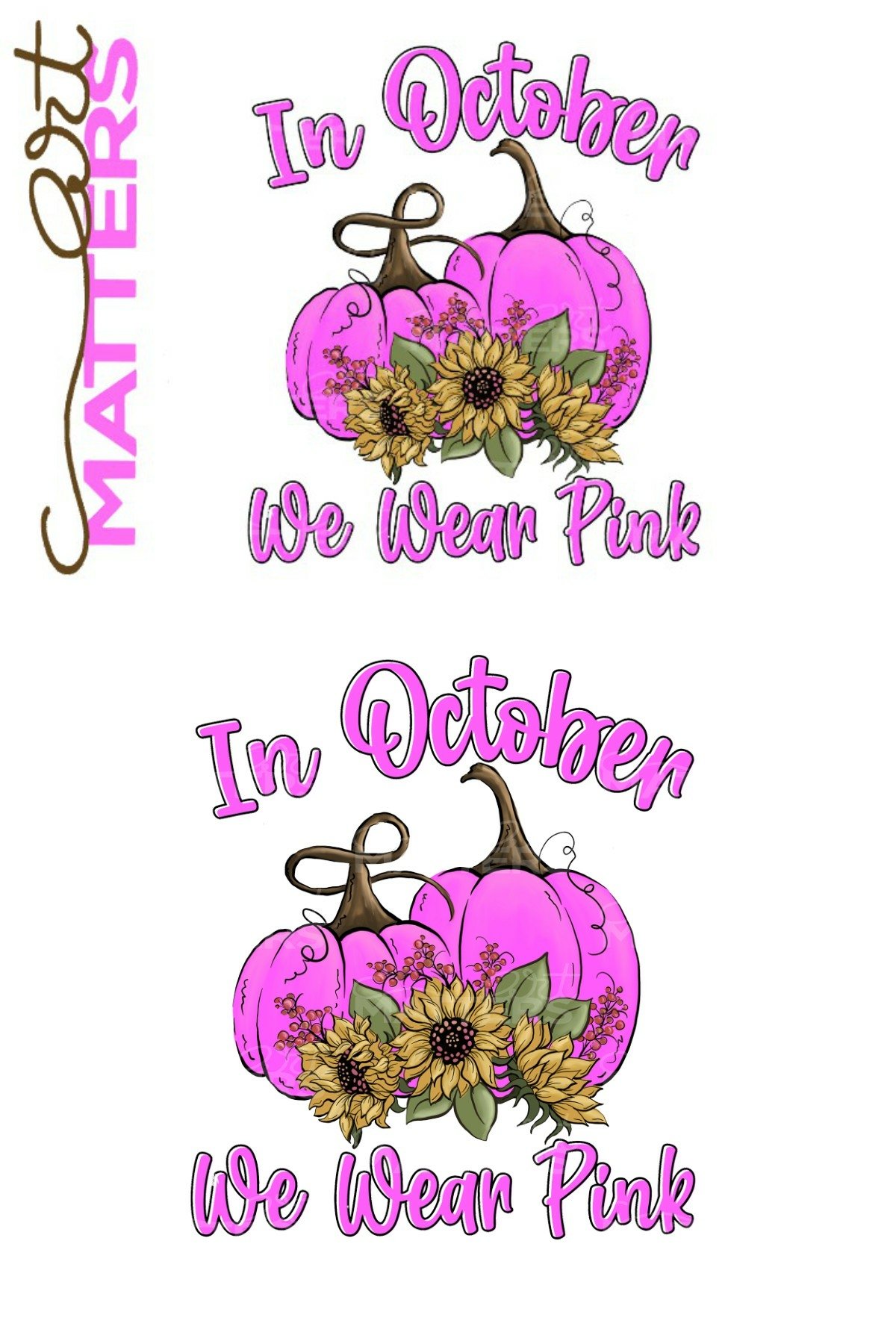 October Wear Pink Pumpkins - Hand Painted - 300 DPI