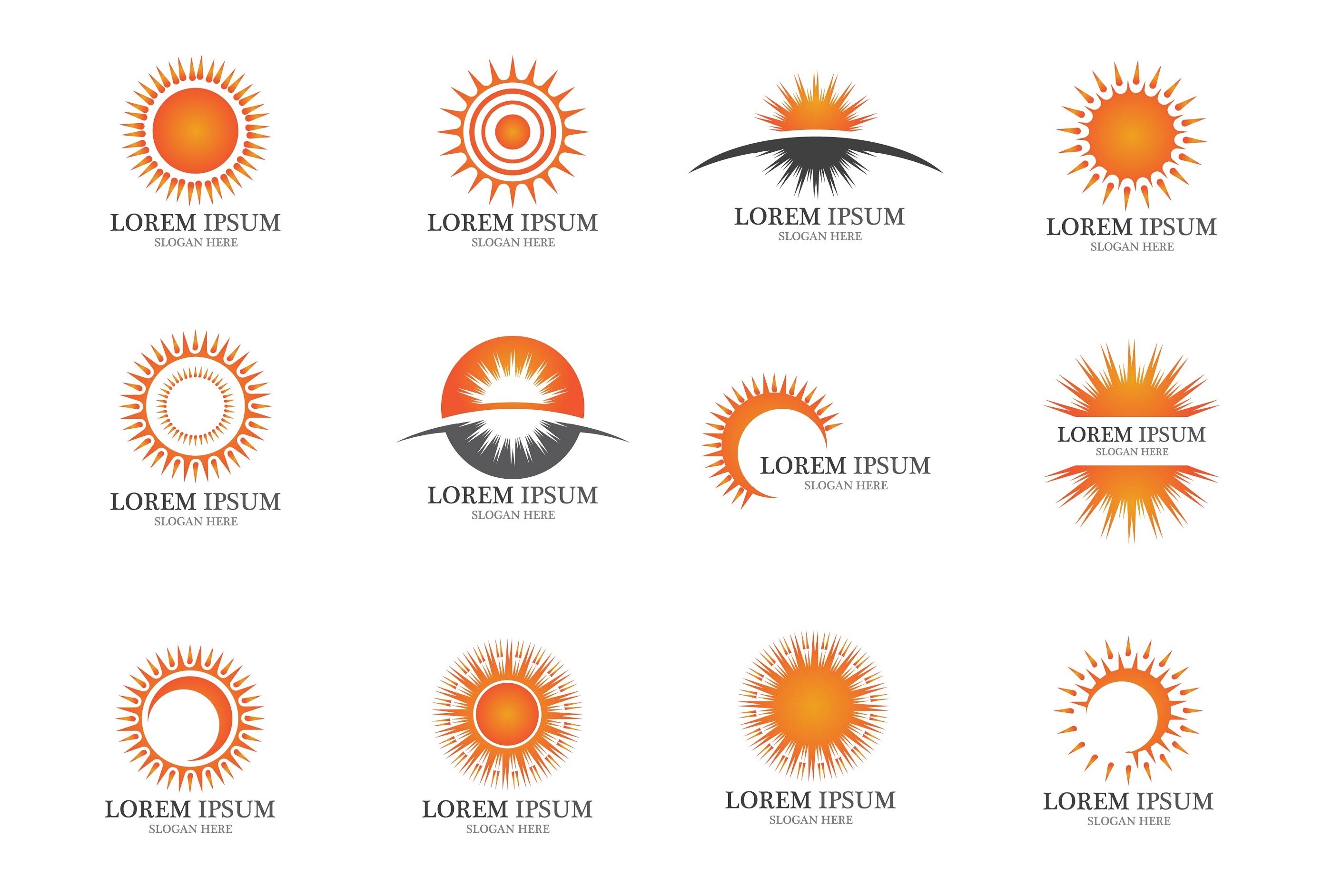 Sun logo and symbol set