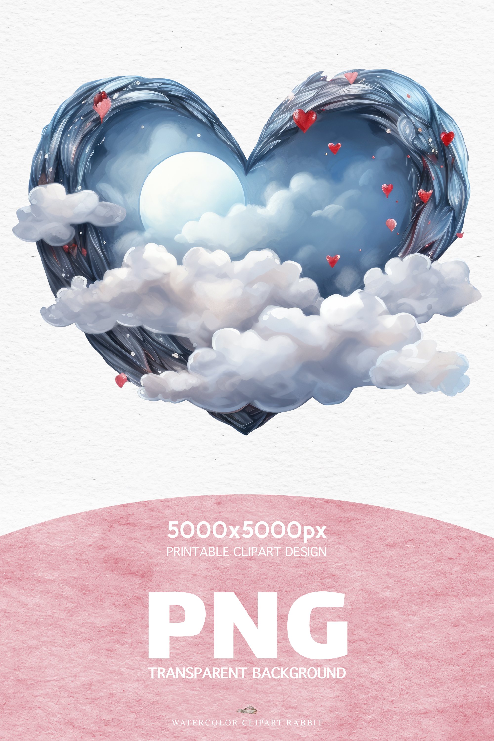 Valentine Day Heart Clouds Clipart Love Landscape PNG Decor