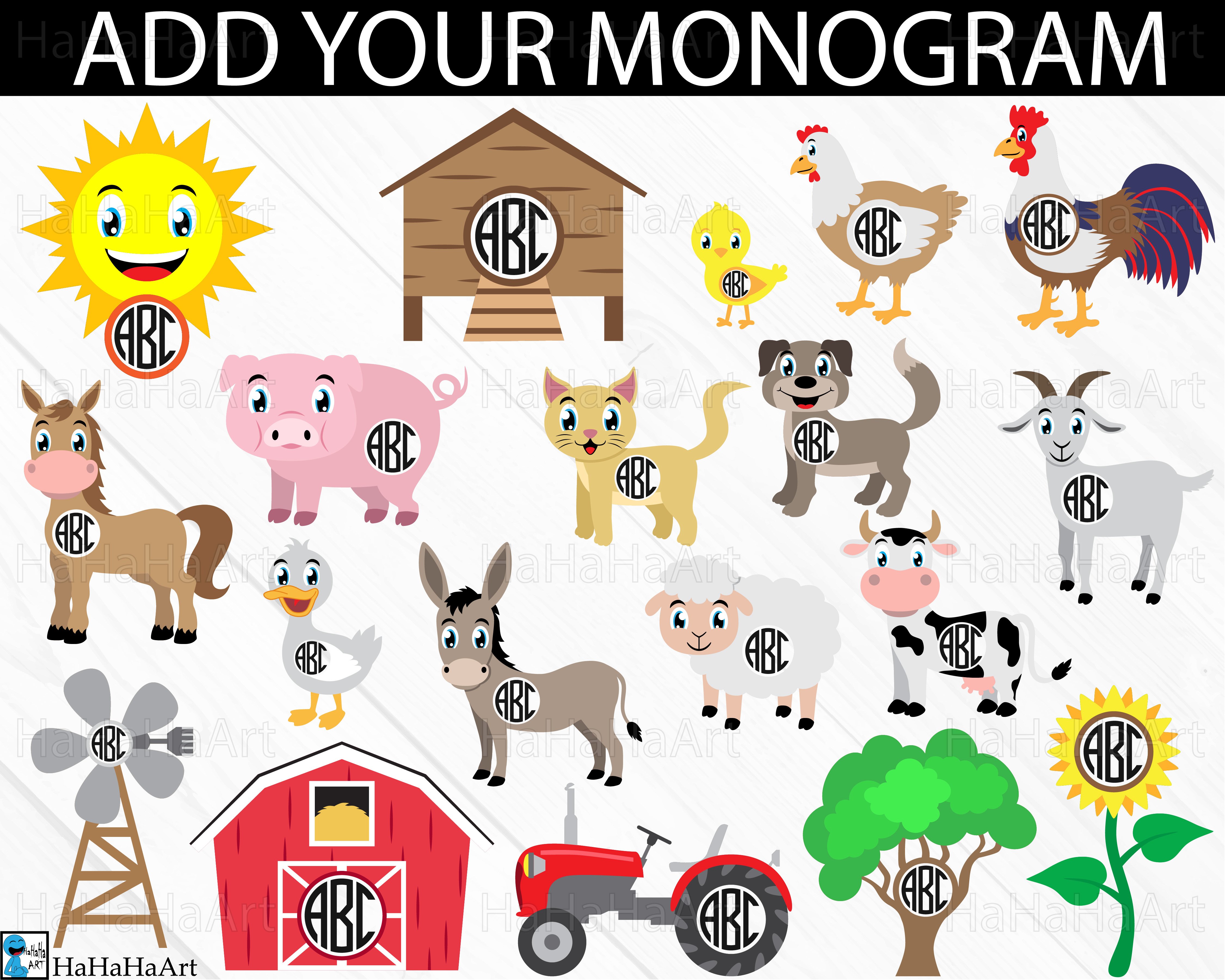 Monogram Farm Animals - Clip art / Cutting Files (1021596)