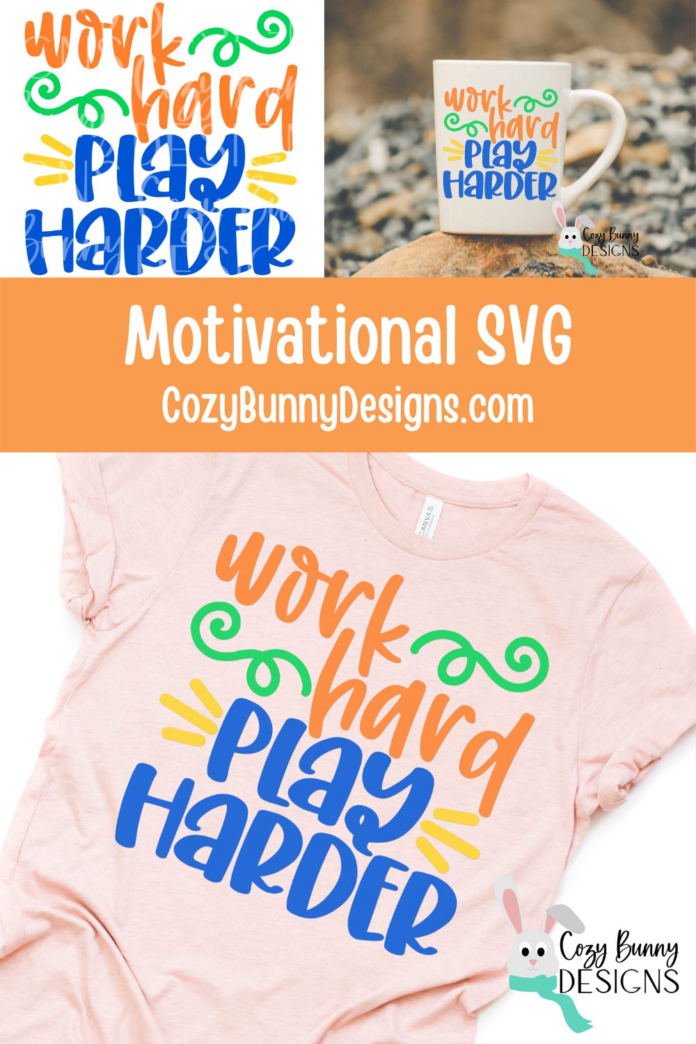 Motivational Quote SVG | Work Hard Play Harder