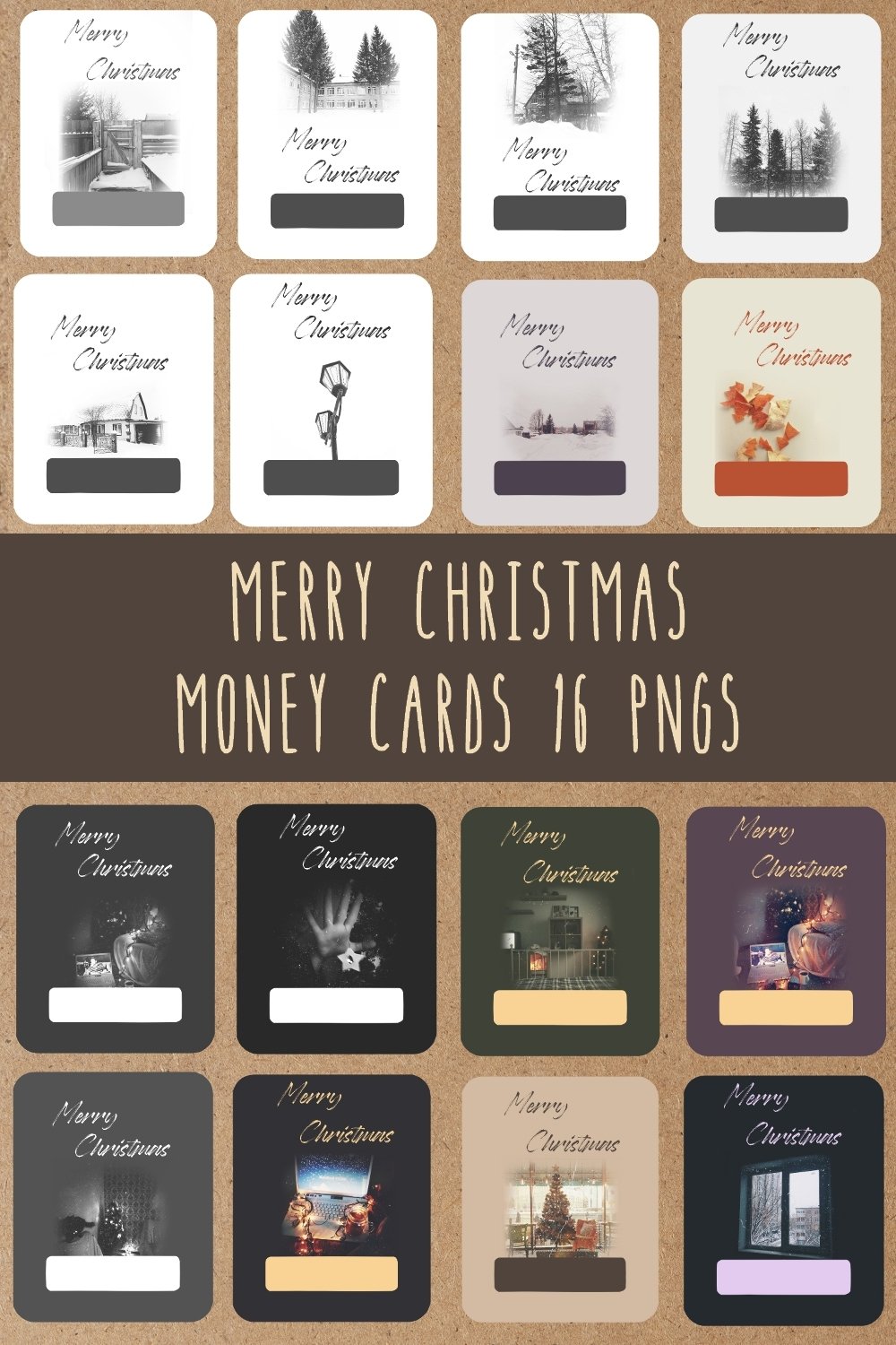 Christmas Printable Money Cards - 16 pngs
