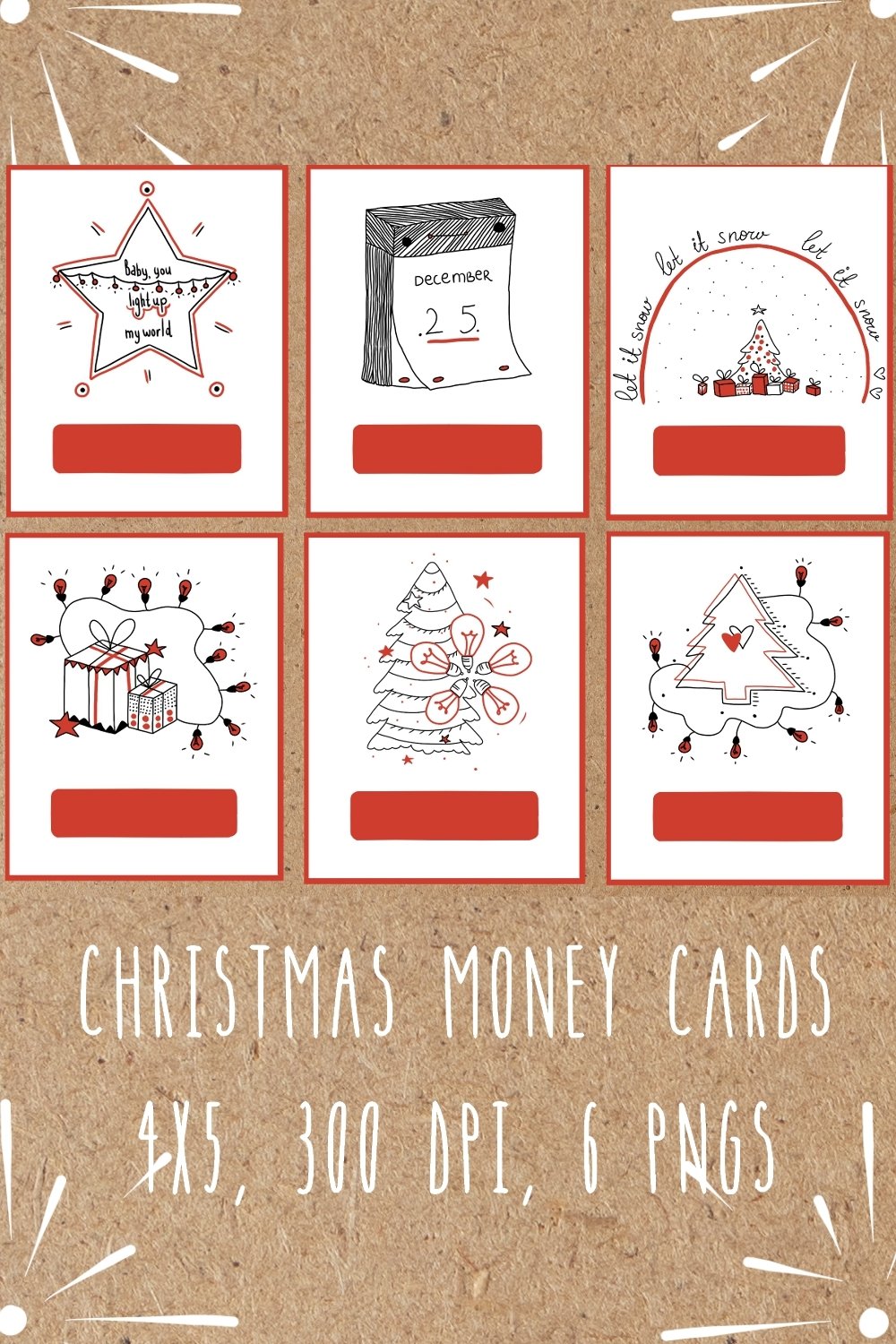Christmas Printable Money Cards - 6 pngs