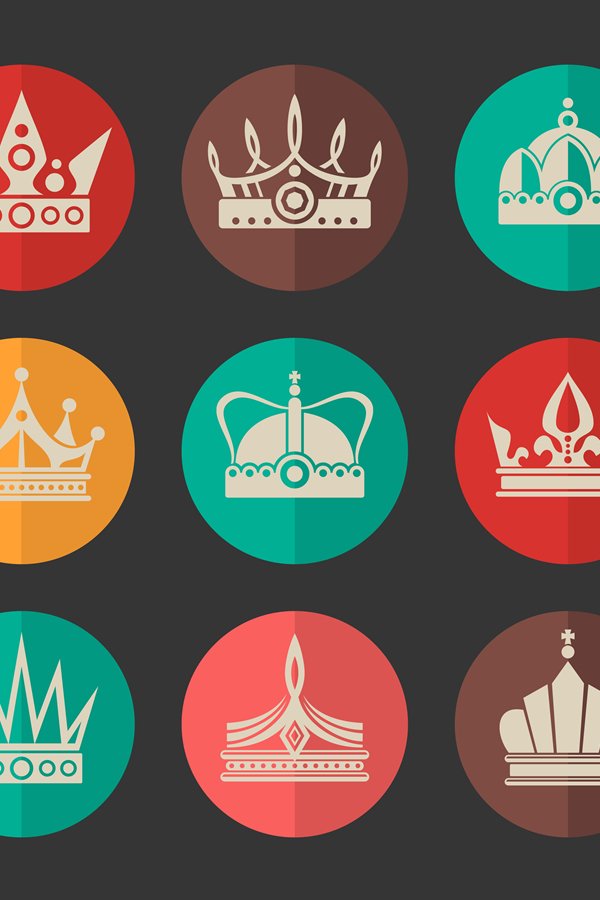 Vector royal crowns icons set (821204)