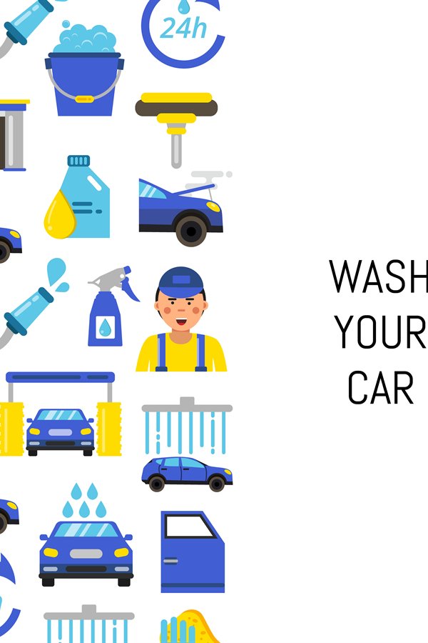 Vector with car wash flat icons