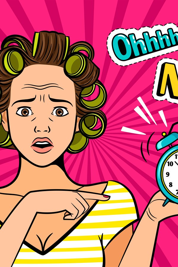 Pop art girl with clock
