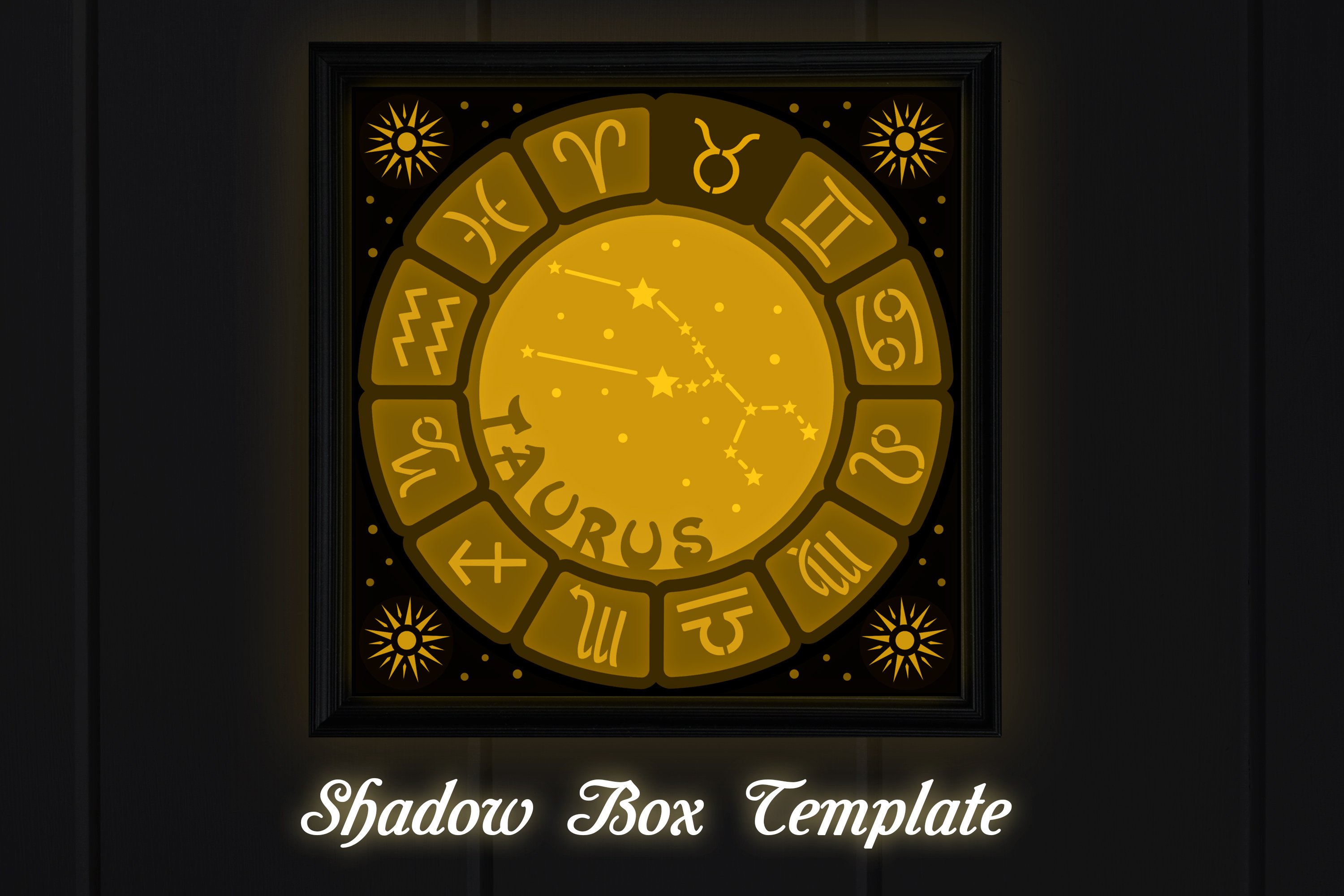 Taurus shadow box svg, Zodiac taurus svg