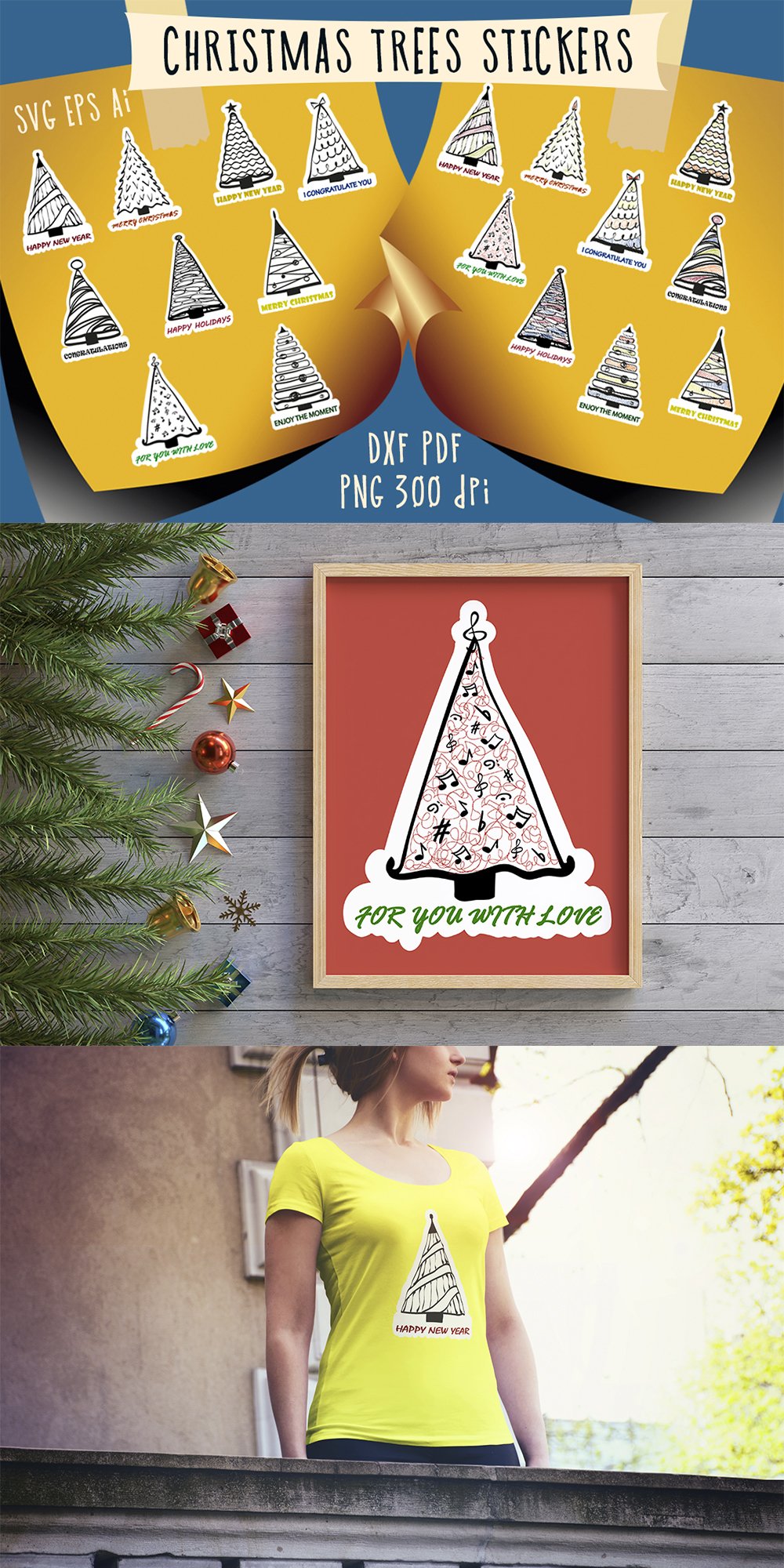 Christmas trees stickers
