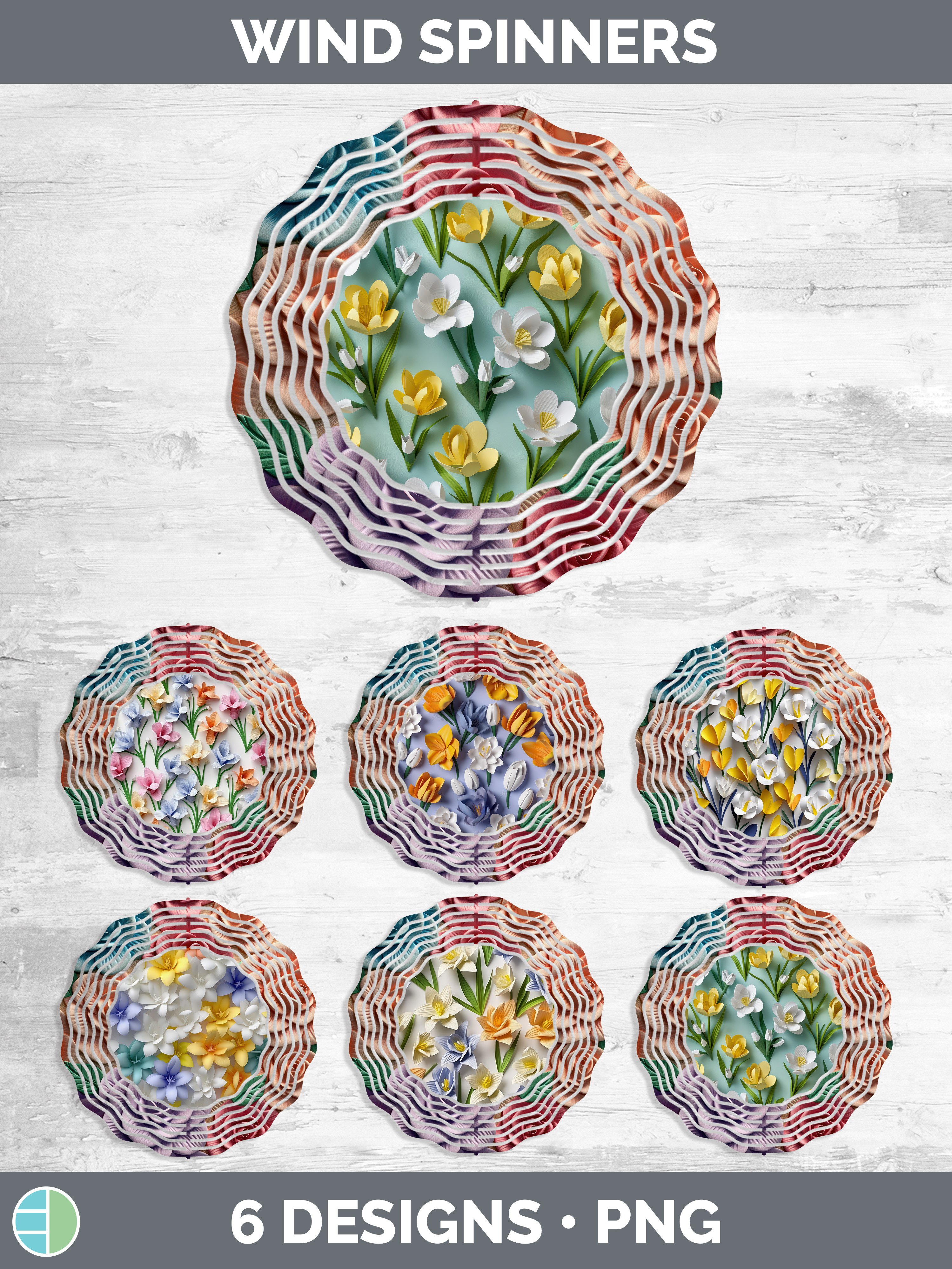 3D Paper Freesia Flowers Wind Spinner | Sublimation Spinner