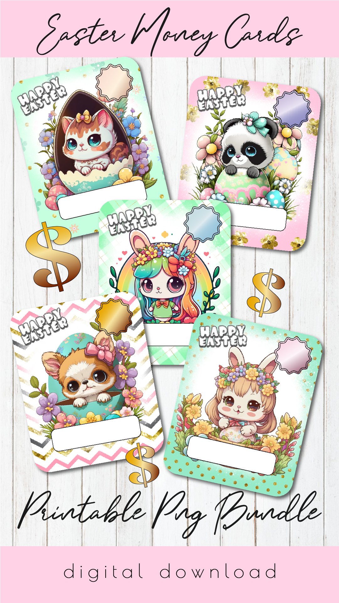 Easter Money Card Bundle Printable Bunny Card Holder