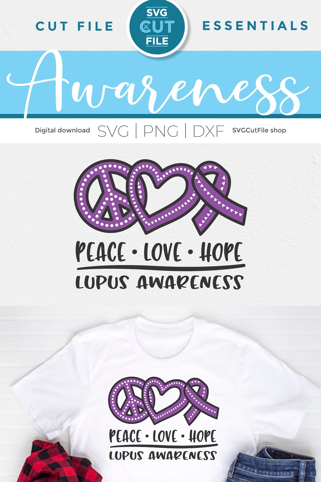 Lupus Awareness SVG with ribbon