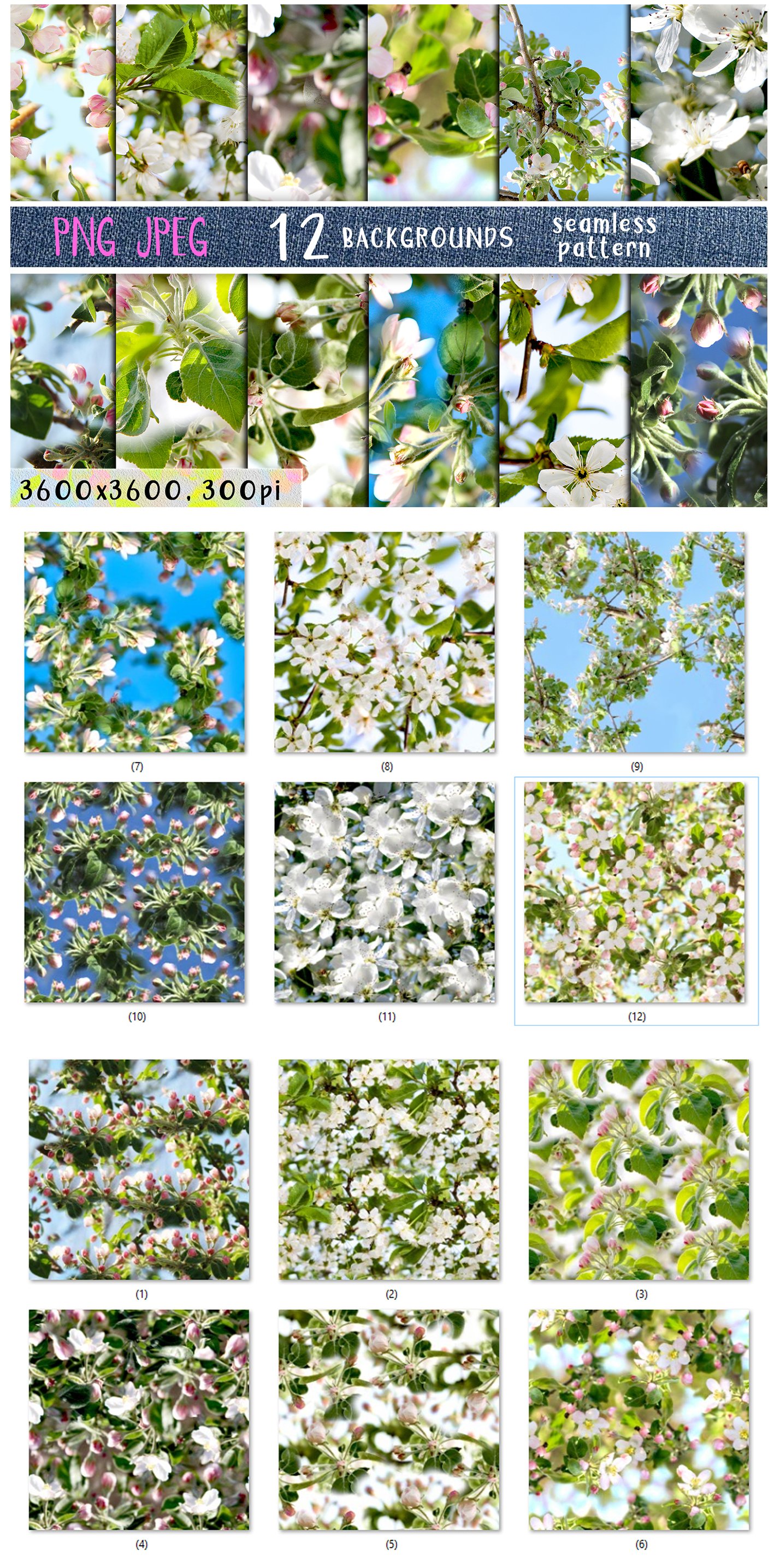 Bundle 12 Textures Backgrounds/SPRING, FLOWERS