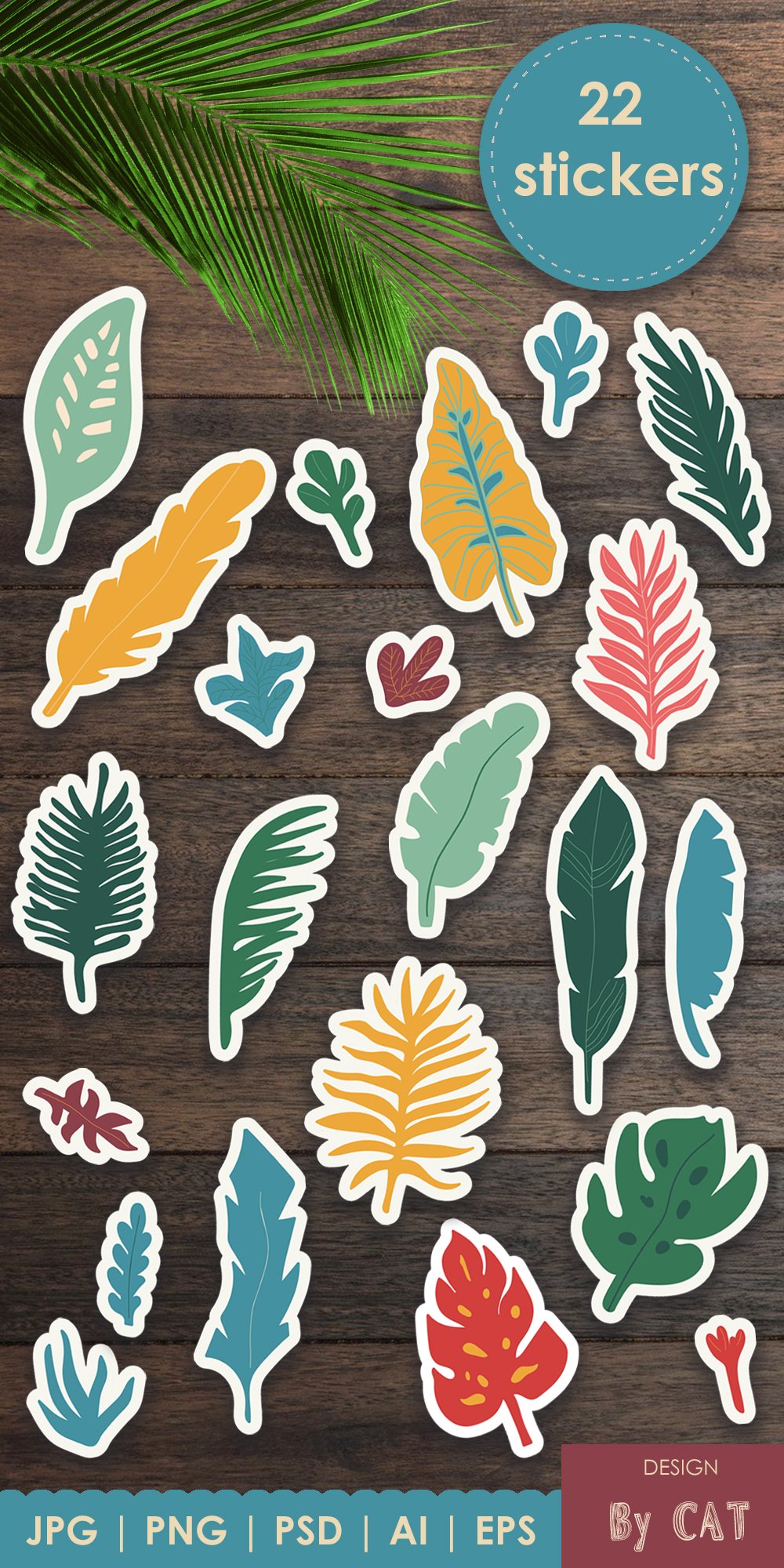 Tropical leaves sticker bundle | 22 sticker design