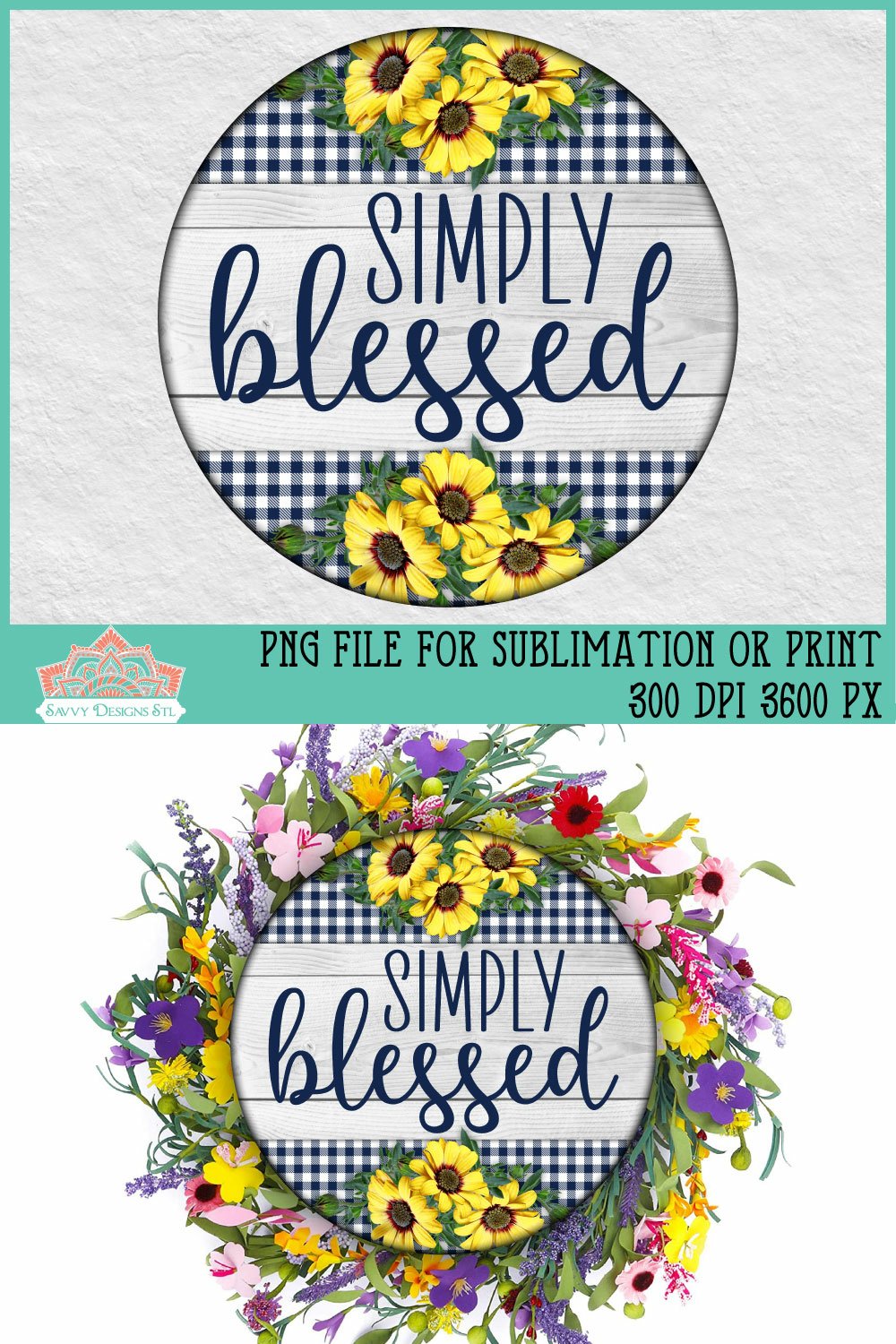 Simply Blessed Plaid Floral | Round Farmhouse Sublimation