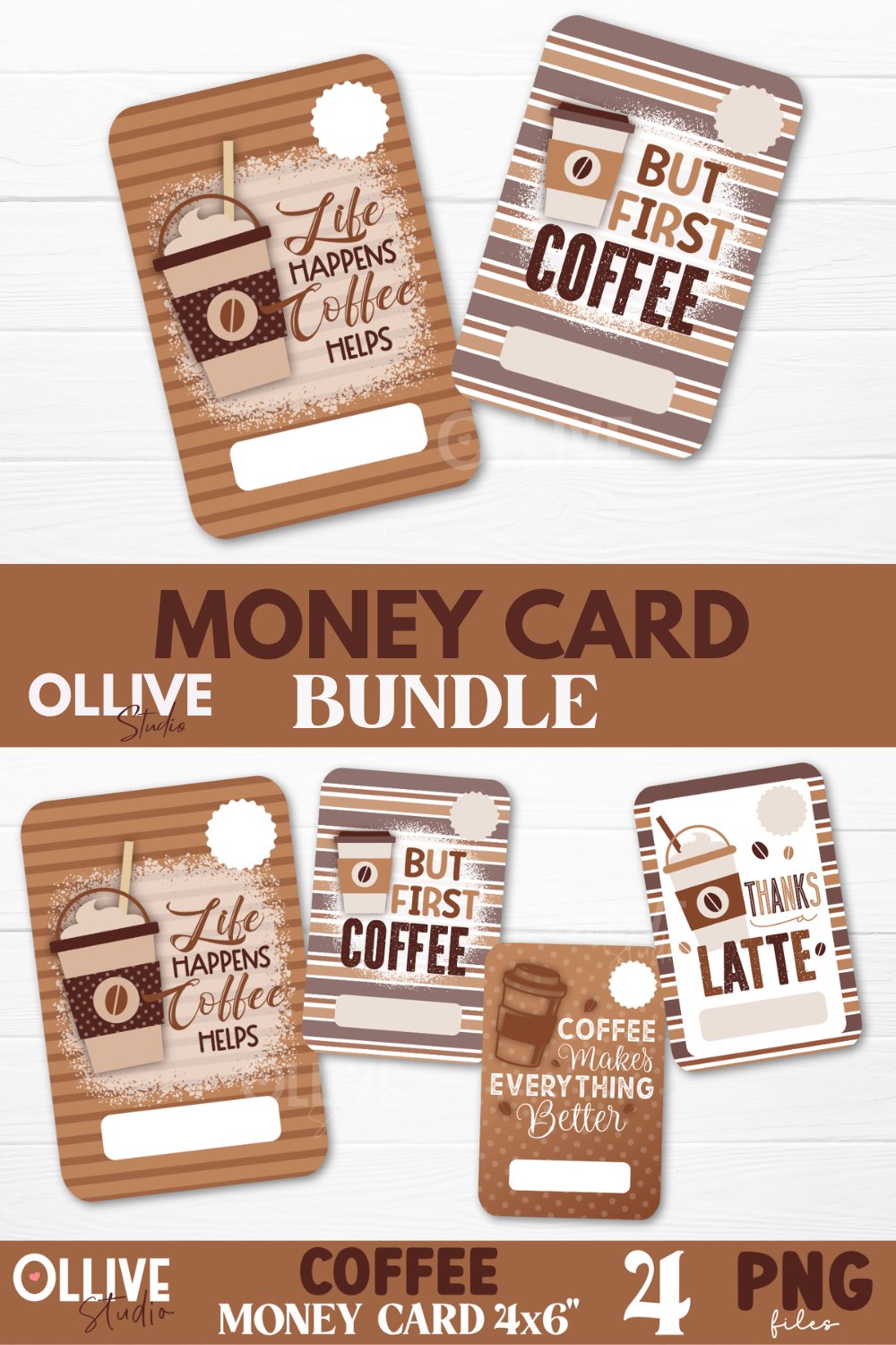 Coffee Money Card 4x6'' Bundle | Money Card PNG