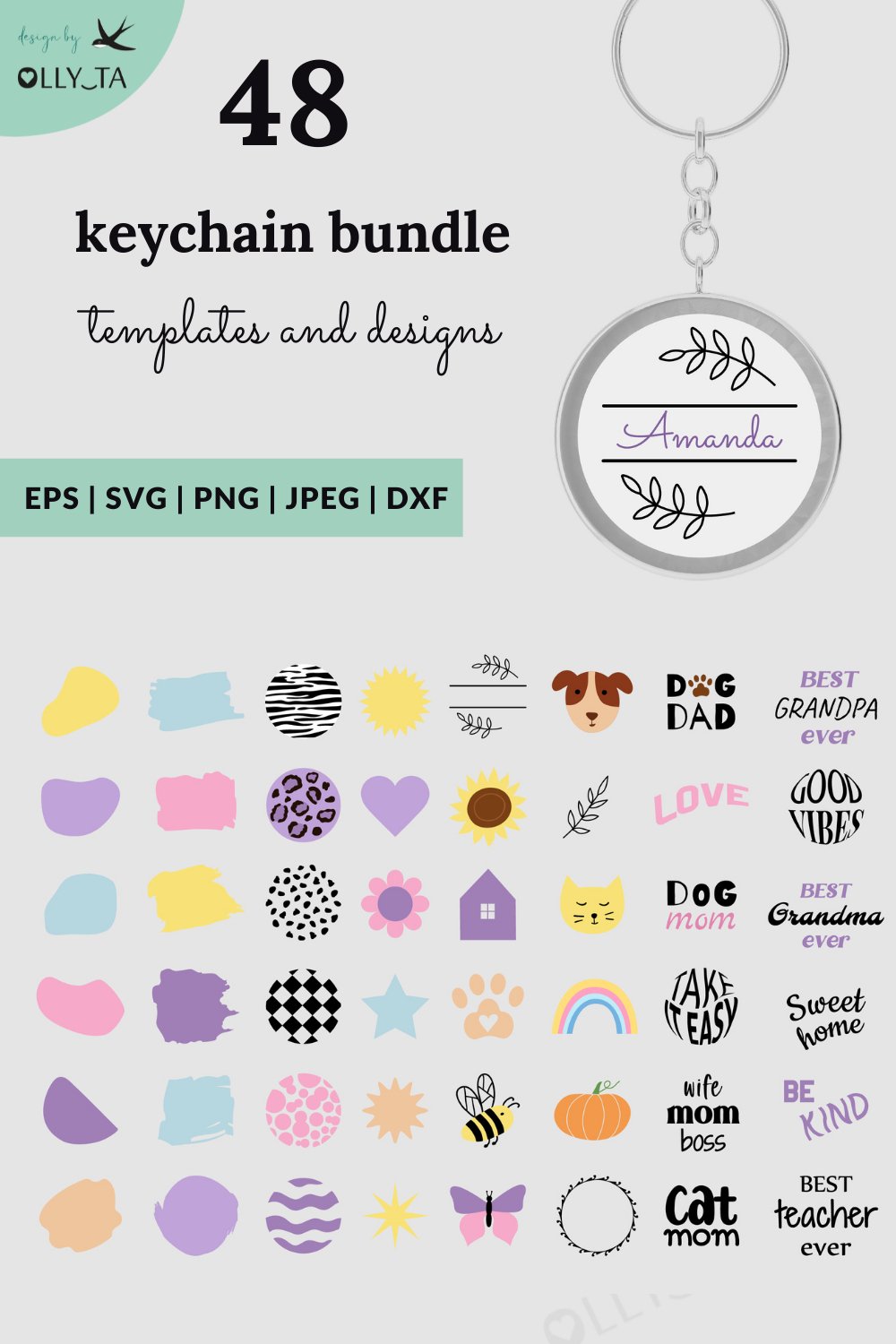 Keychain Templates SVG Different Design Bundle