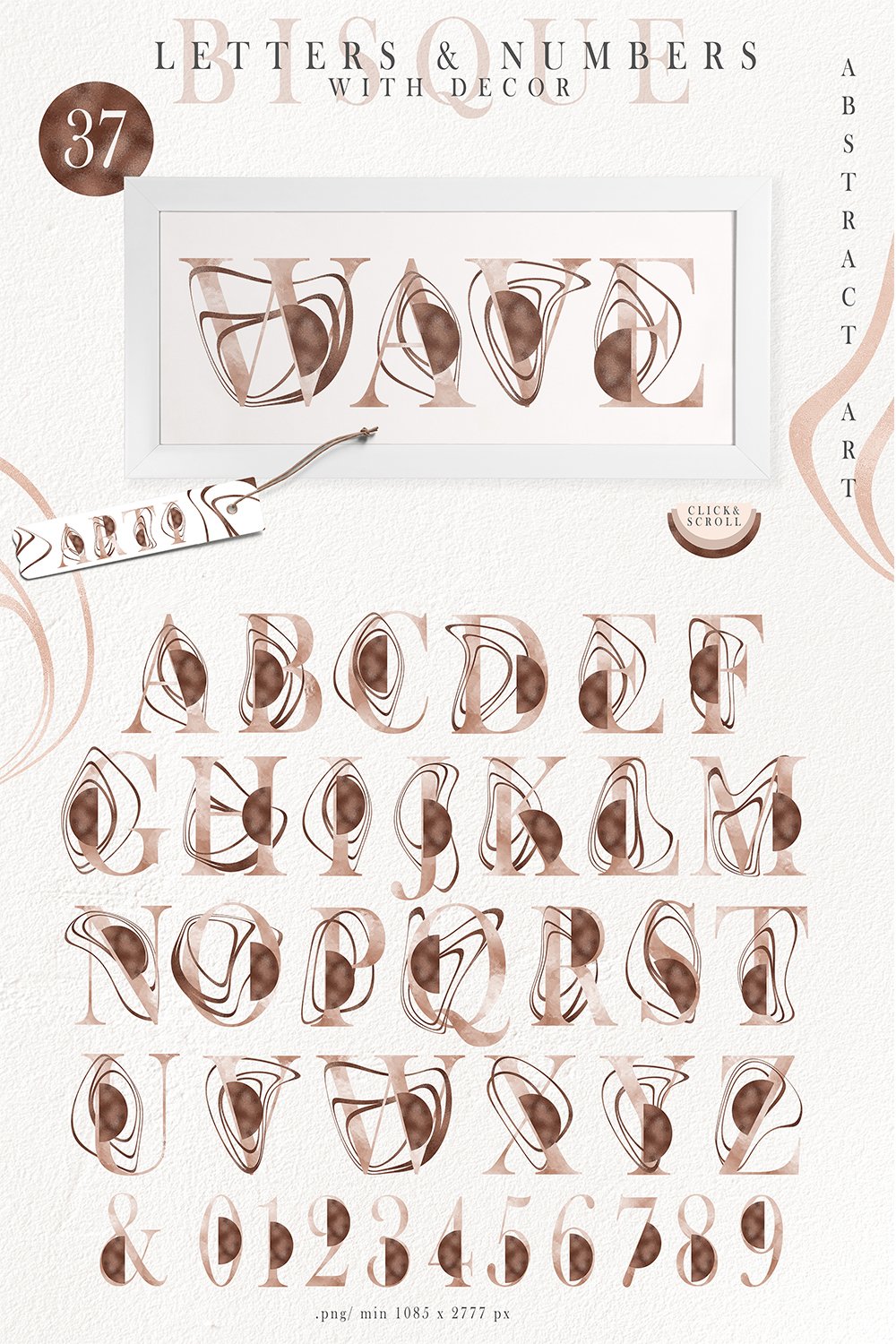 Abstract watercolor pink gold foil alphabet sublimation