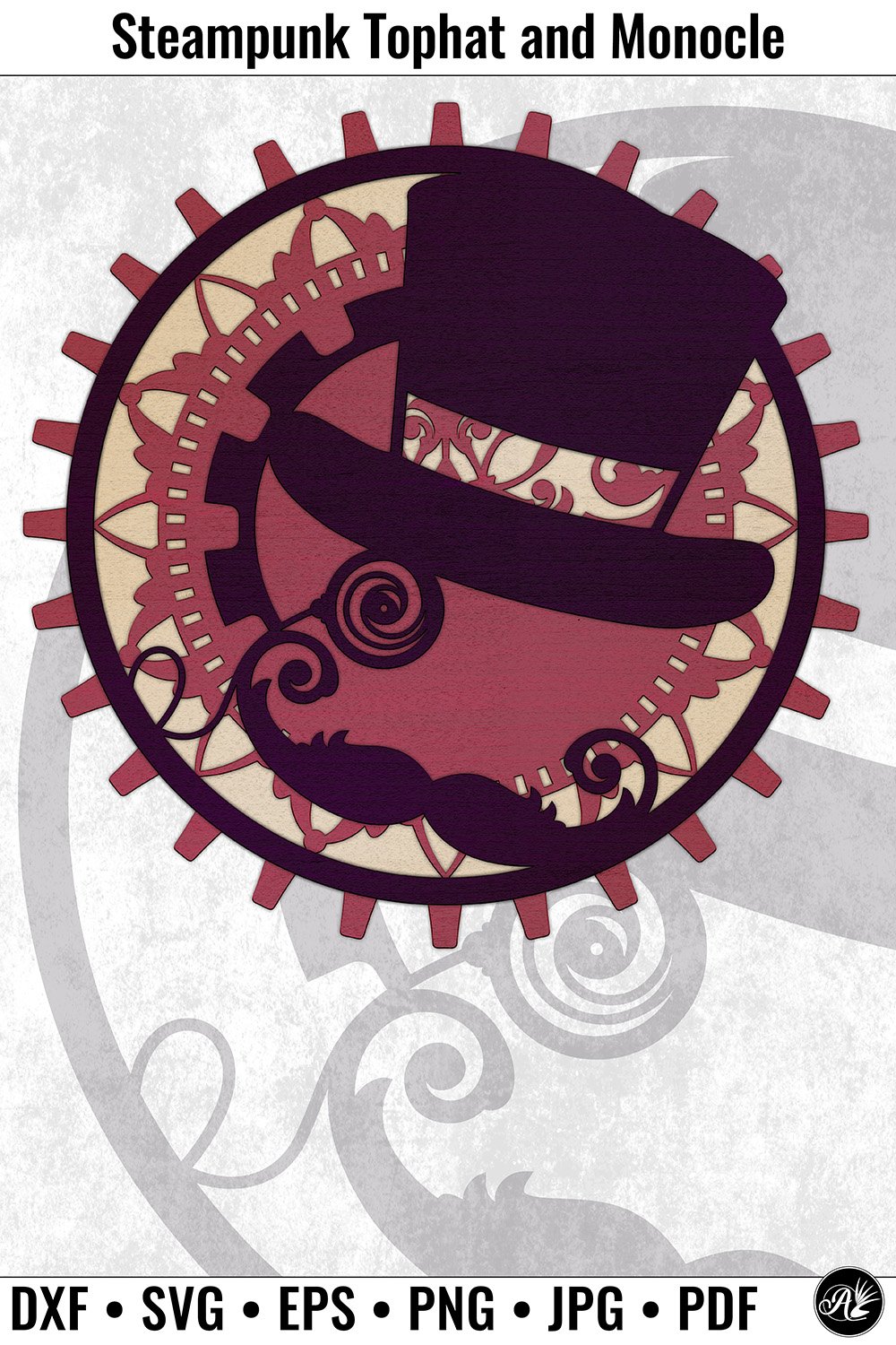 Steampunk Tophat and Monocle 3D laser cut wall art