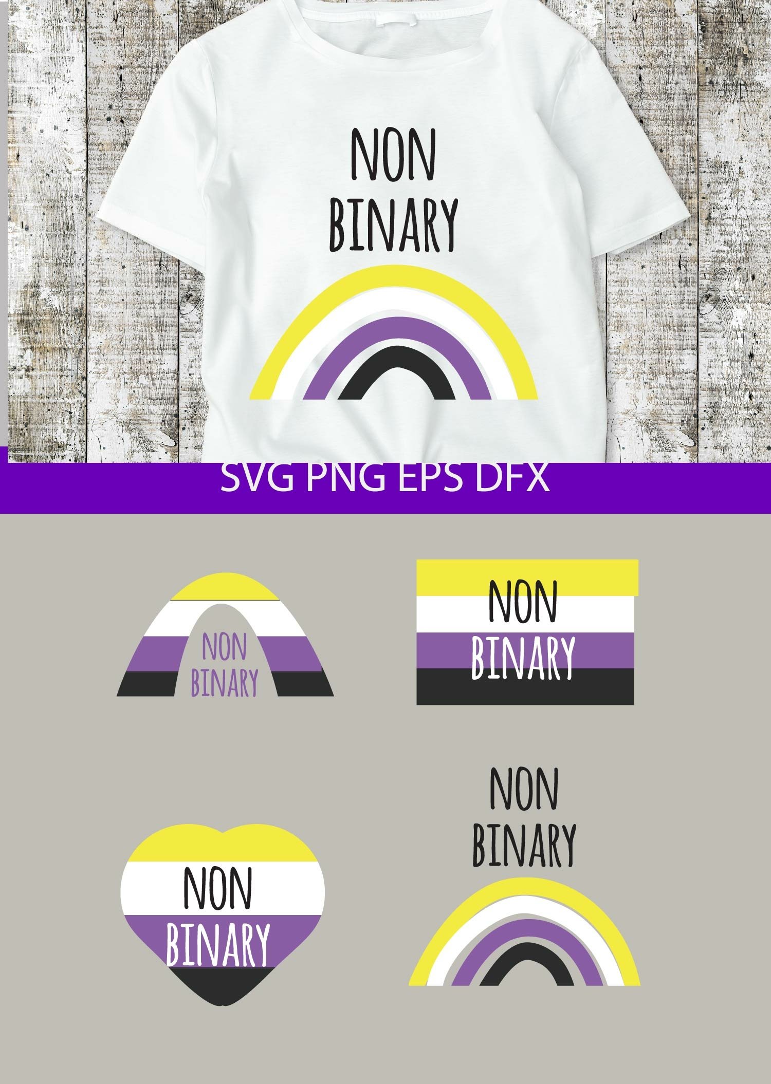 Non binary SVG cut files, 4 designs