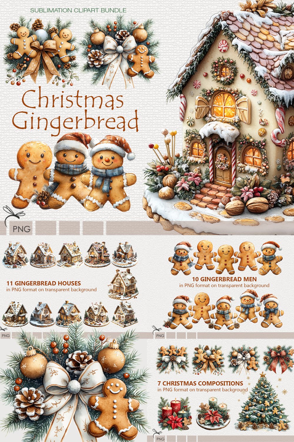 Christmas Gingerbread Illustrations - 28 Variations