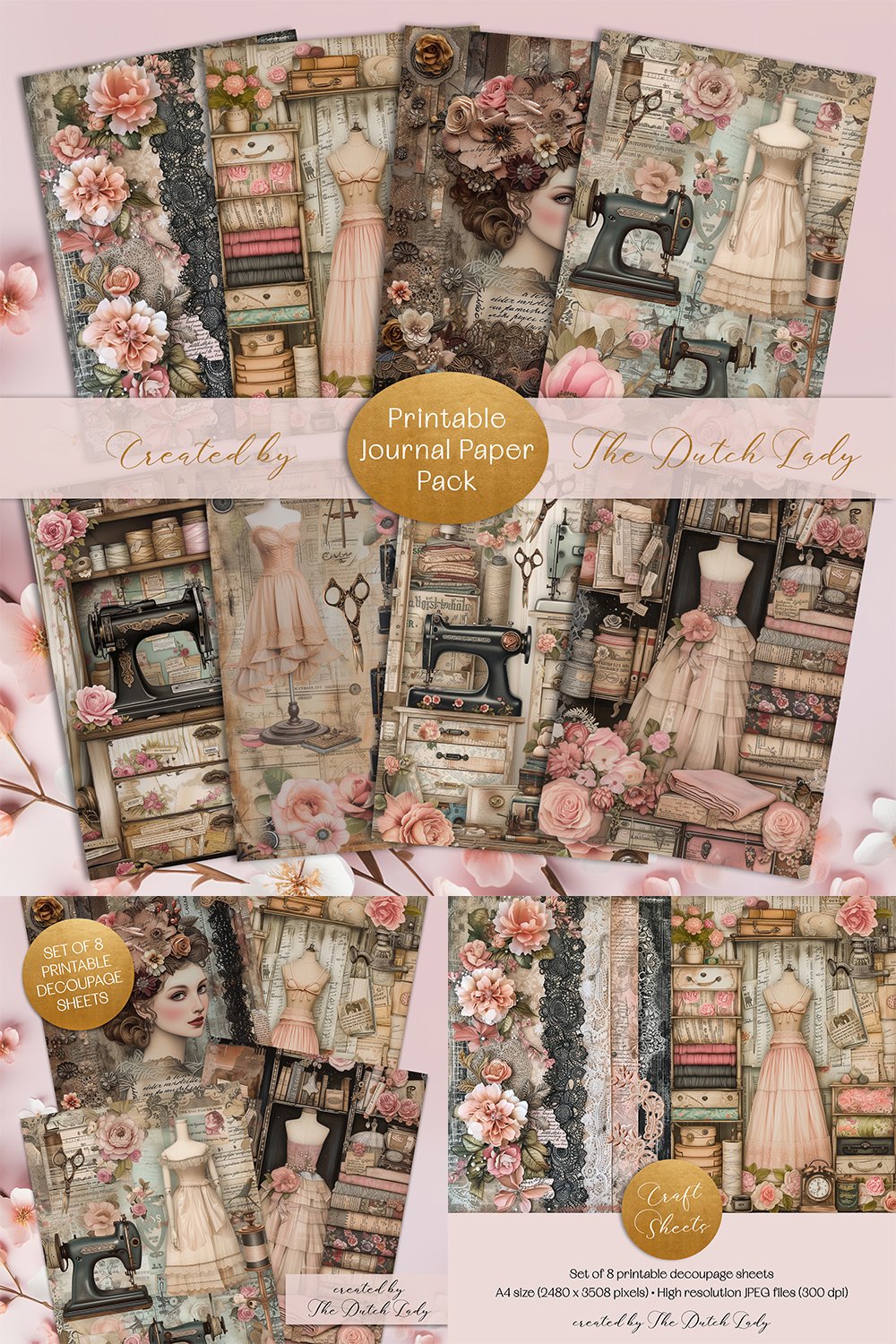 Flowers Quilts Faces Decoupage Craft Sheets