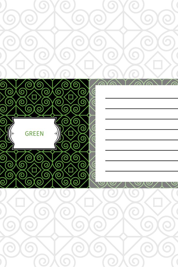 Notepad design with green geometric pattern