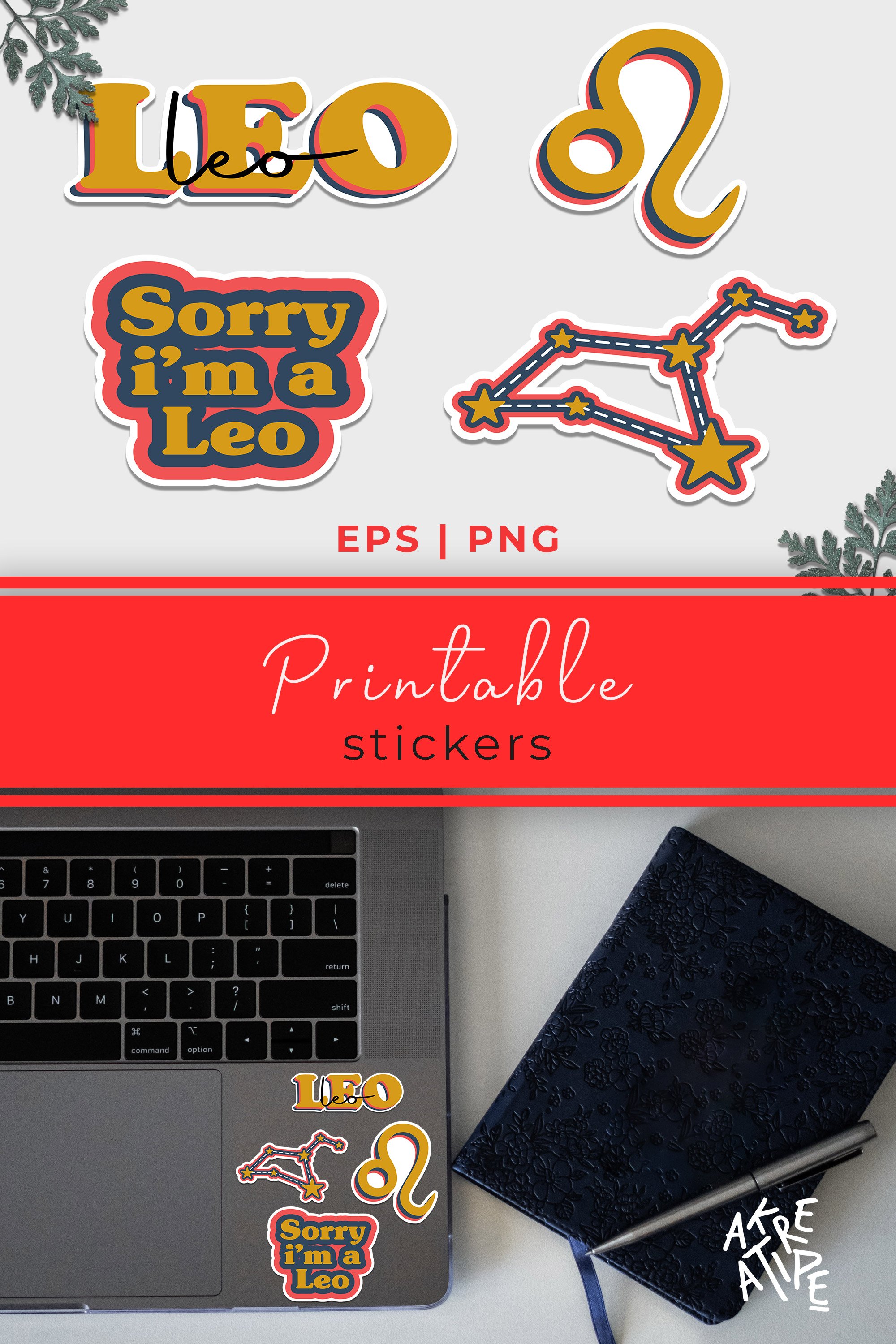 Leo Zodiac Stickers PNGs | Printable Stickers Bundle PNGs