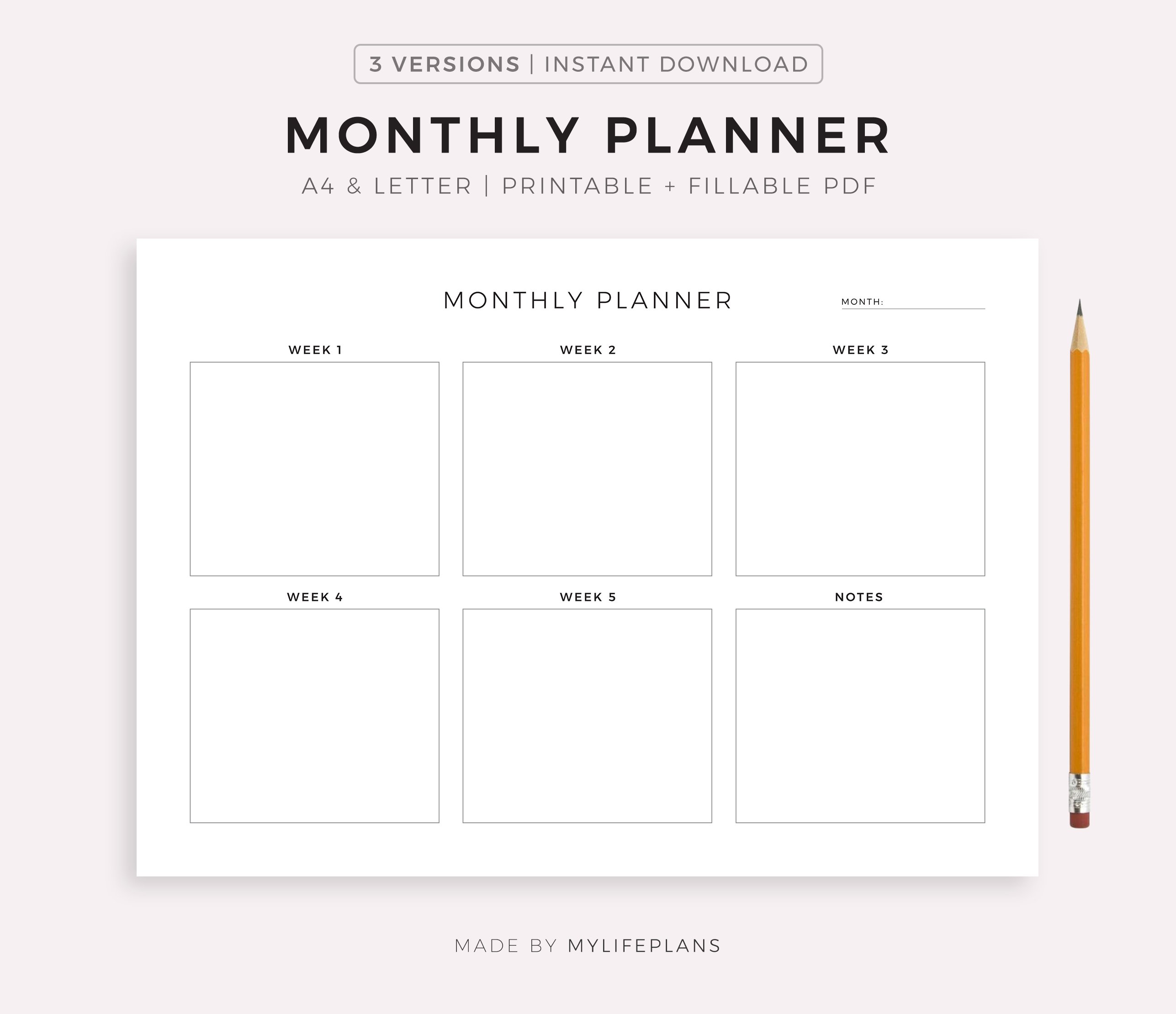 Monthly Planner Printable Landscape