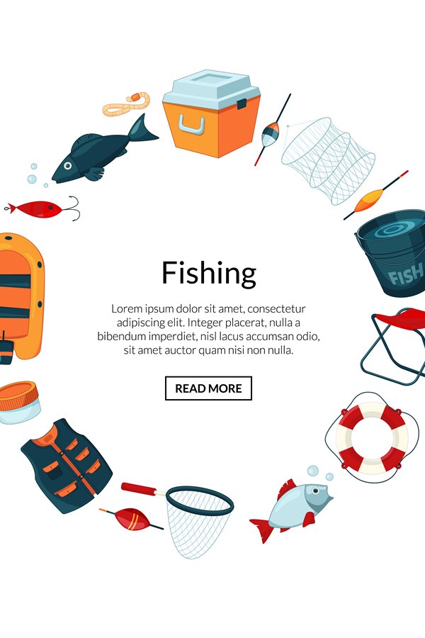 Vector cartoon fishing equipment (843702)