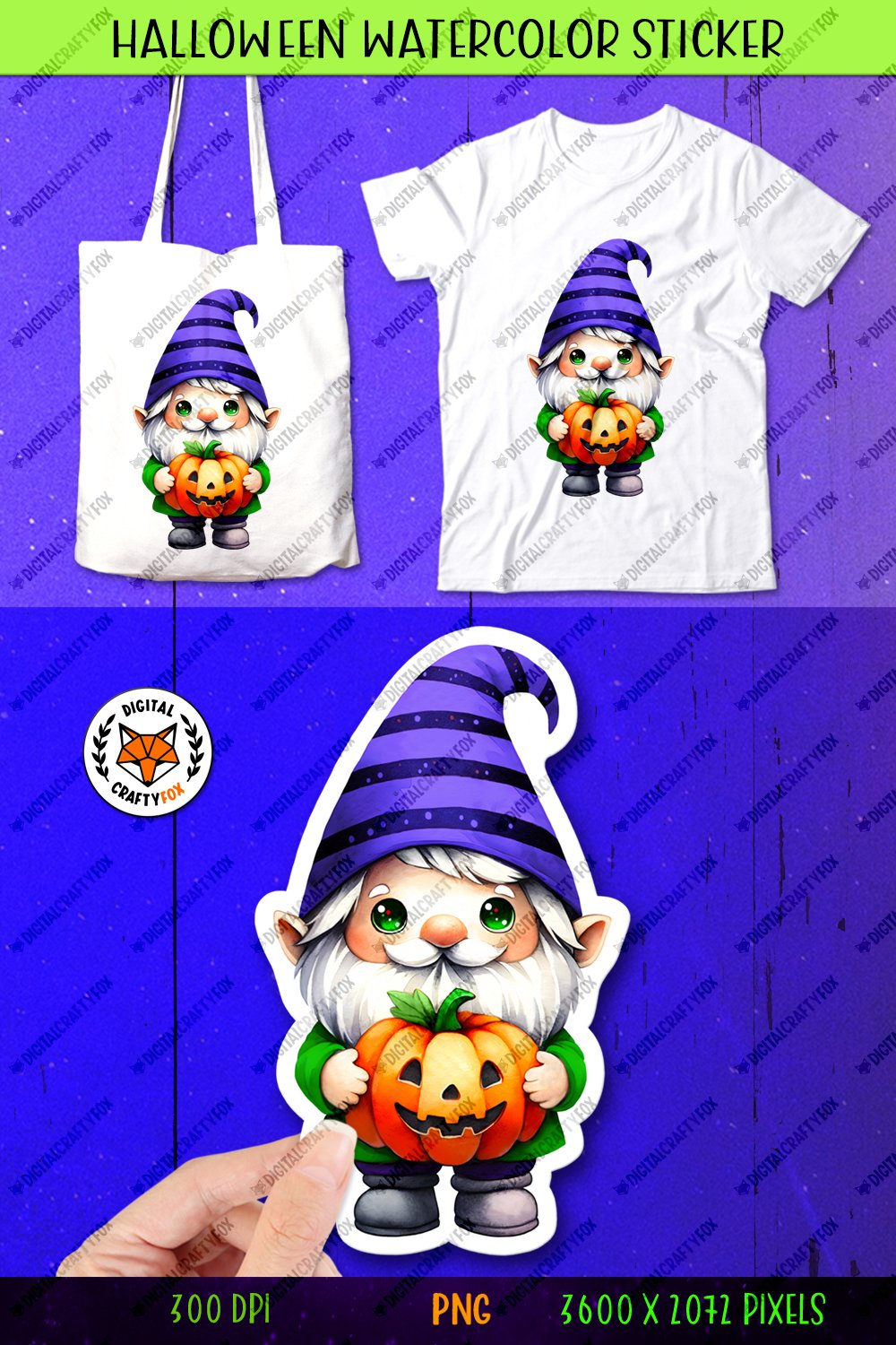 Halloween Gnome with Pumpkin Sticker PNG
