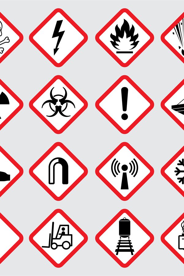 Warning hazard vector pictograms